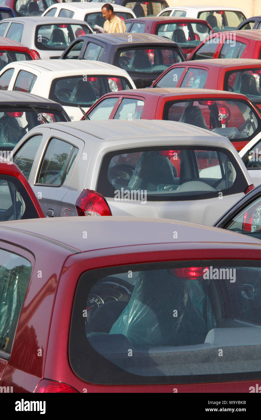 Assorted cars at showroom Stock Photo - Alamy