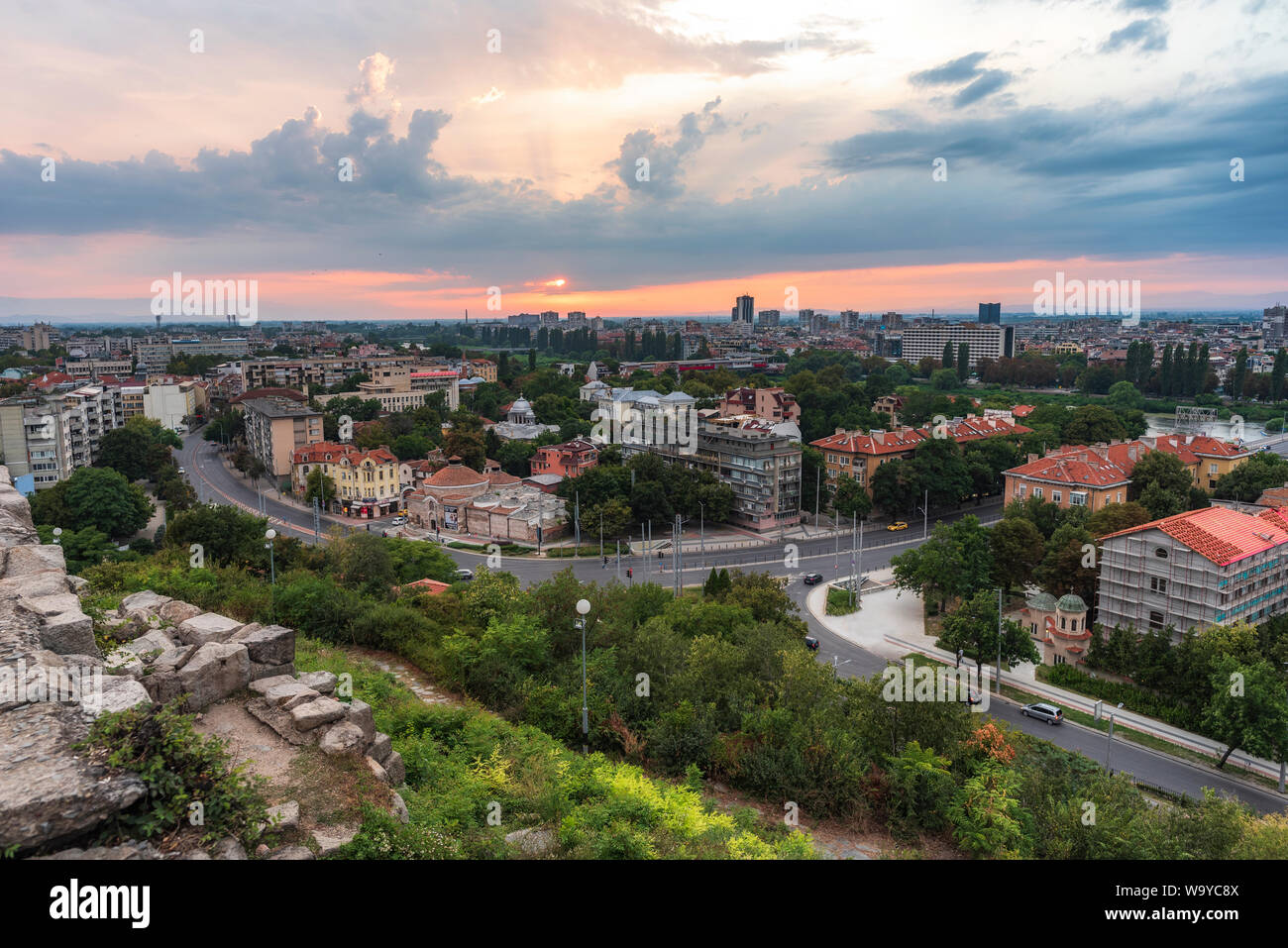 Summer sunset. Photo from Nebet tepe Hill in Plovdiv city, Bulgaria ...
