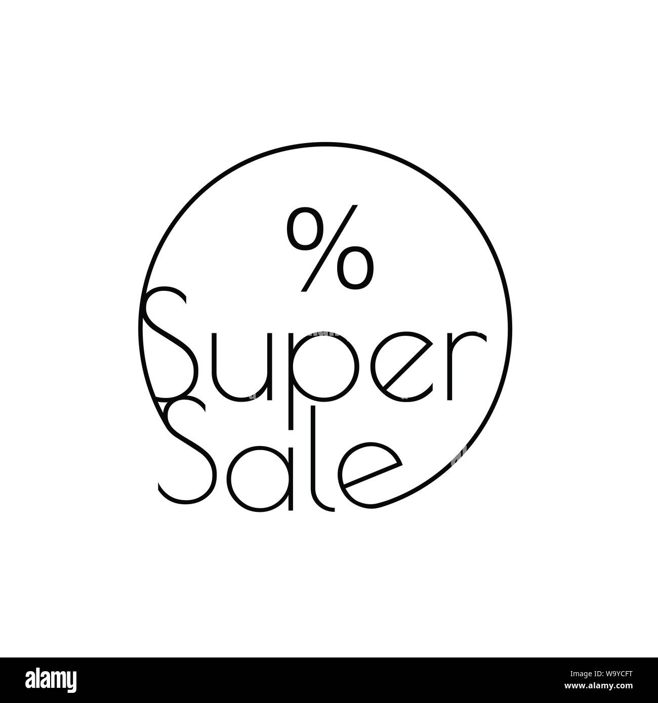 Linear Super Sale circle sticker or poster design template, special ...