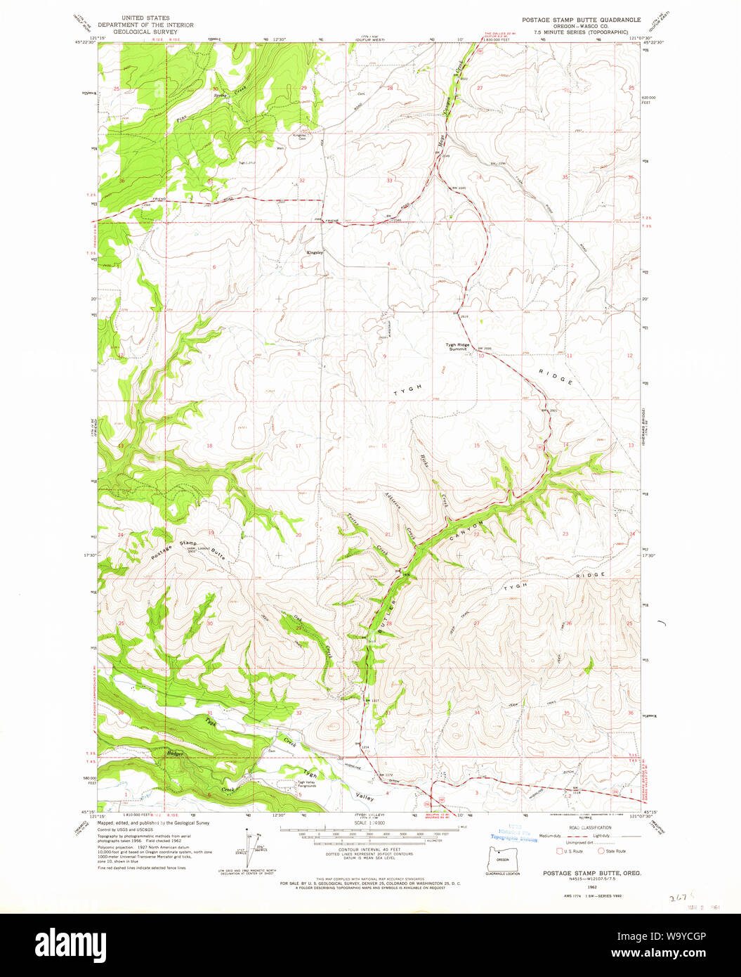 USGS Topo Map Oregon Postage Stamp Butte 281143 1962 24000 Restoration ...