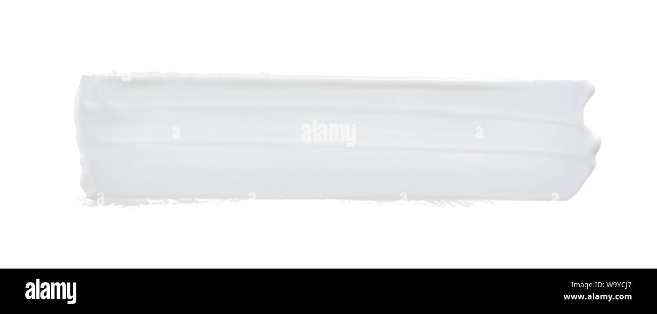 White smear and texture of face cream or acrylic paint isolated on ...