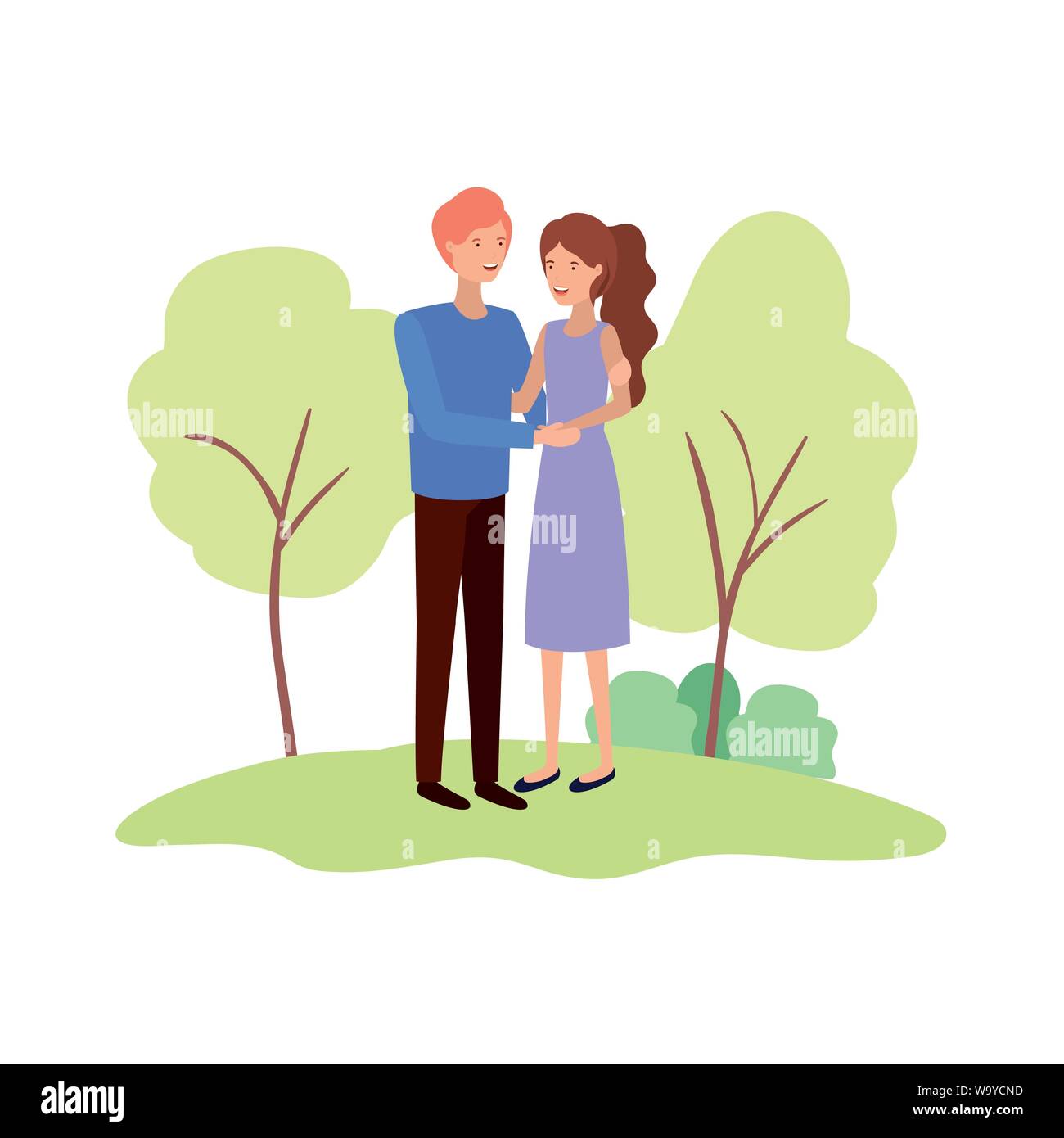 young couple with landscape avatar character Stock Vector Image & Art ...
