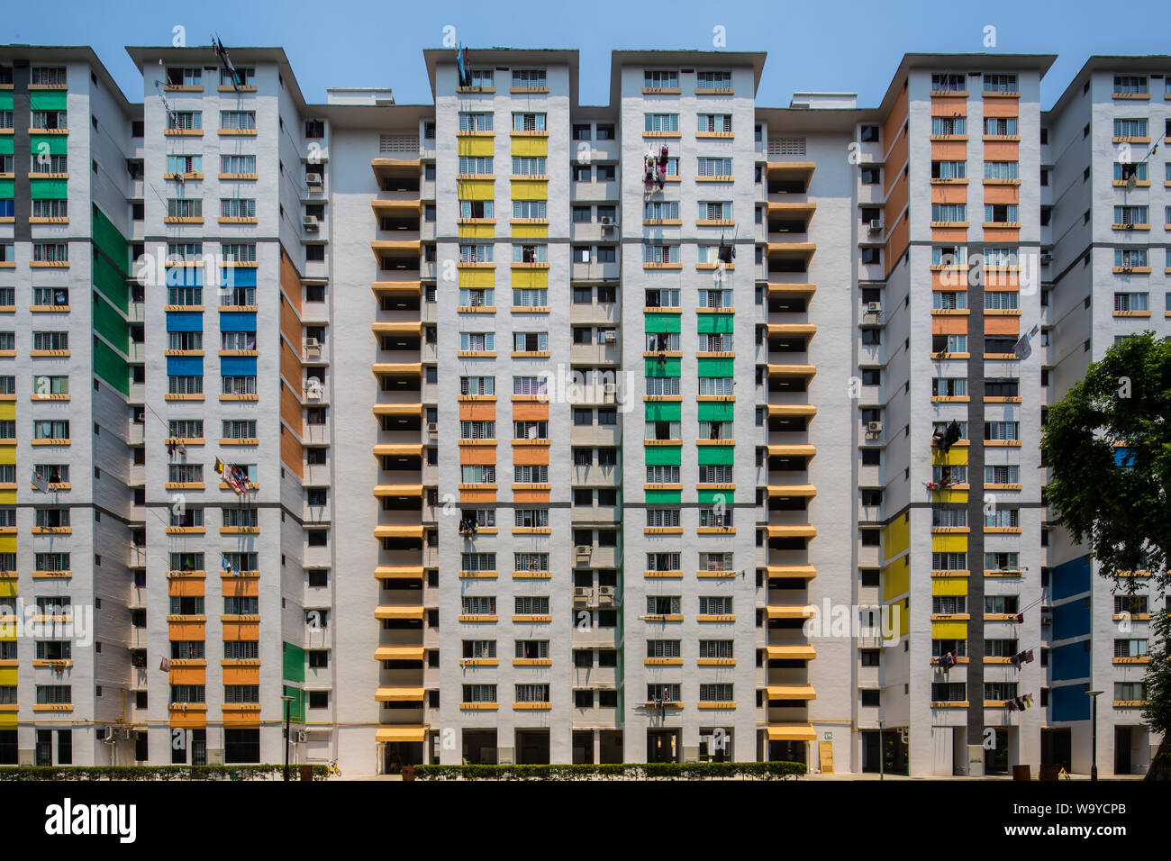 Colourful palette HDB block, Singapore Stock Photo - Alamy