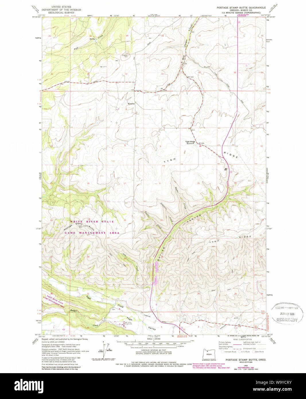 USGS Topo Map Oregon Postage Stamp Butte 281144 1962 24000 Restoration ...