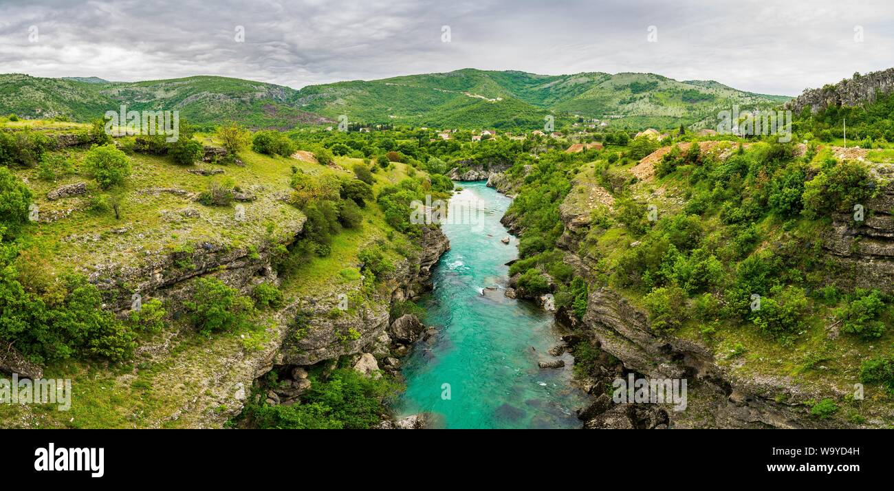 Montenegro, XXL nature landscape panorama of crystal clear moraca river ...