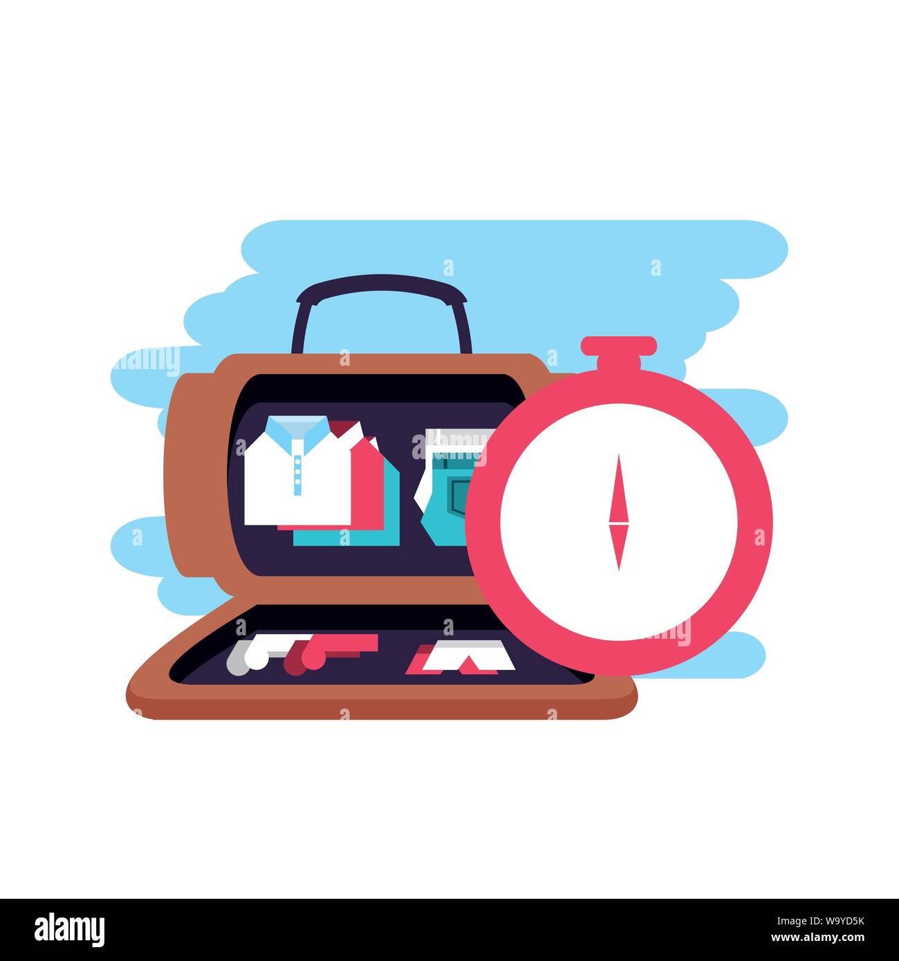 compass guide device with suitcase vector illustration design Stock ...