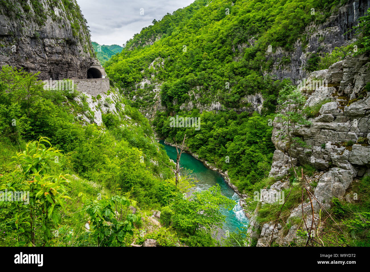 Montenegro, Road leading traffic through tunnel in moraca canyon next ...