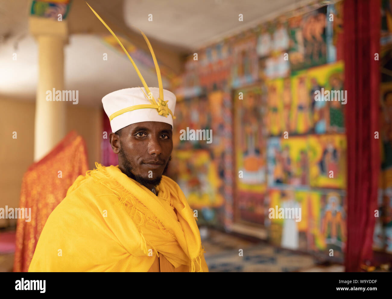 Bahir Dar, Ethiopia - April 21, 2019: Orthodox monk serving worship in ...