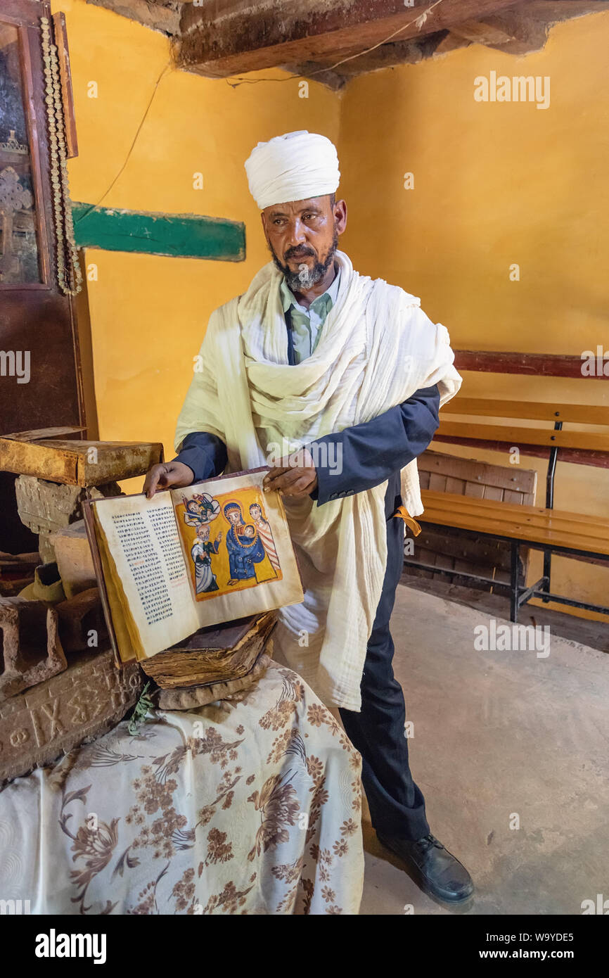 Yeha, Tigray Region, Ethiopia - April 28, 2019: an orthodox priest ...