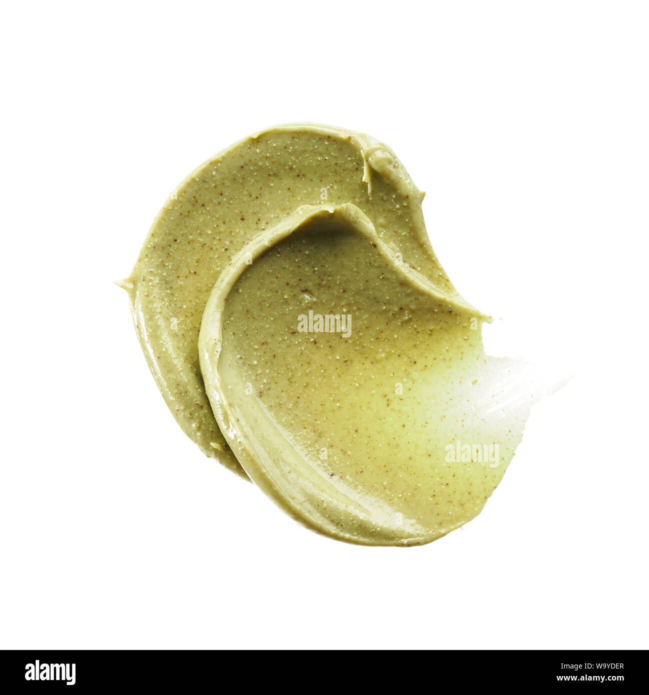 Texture and strokes of a light green organic mask for face or body ...