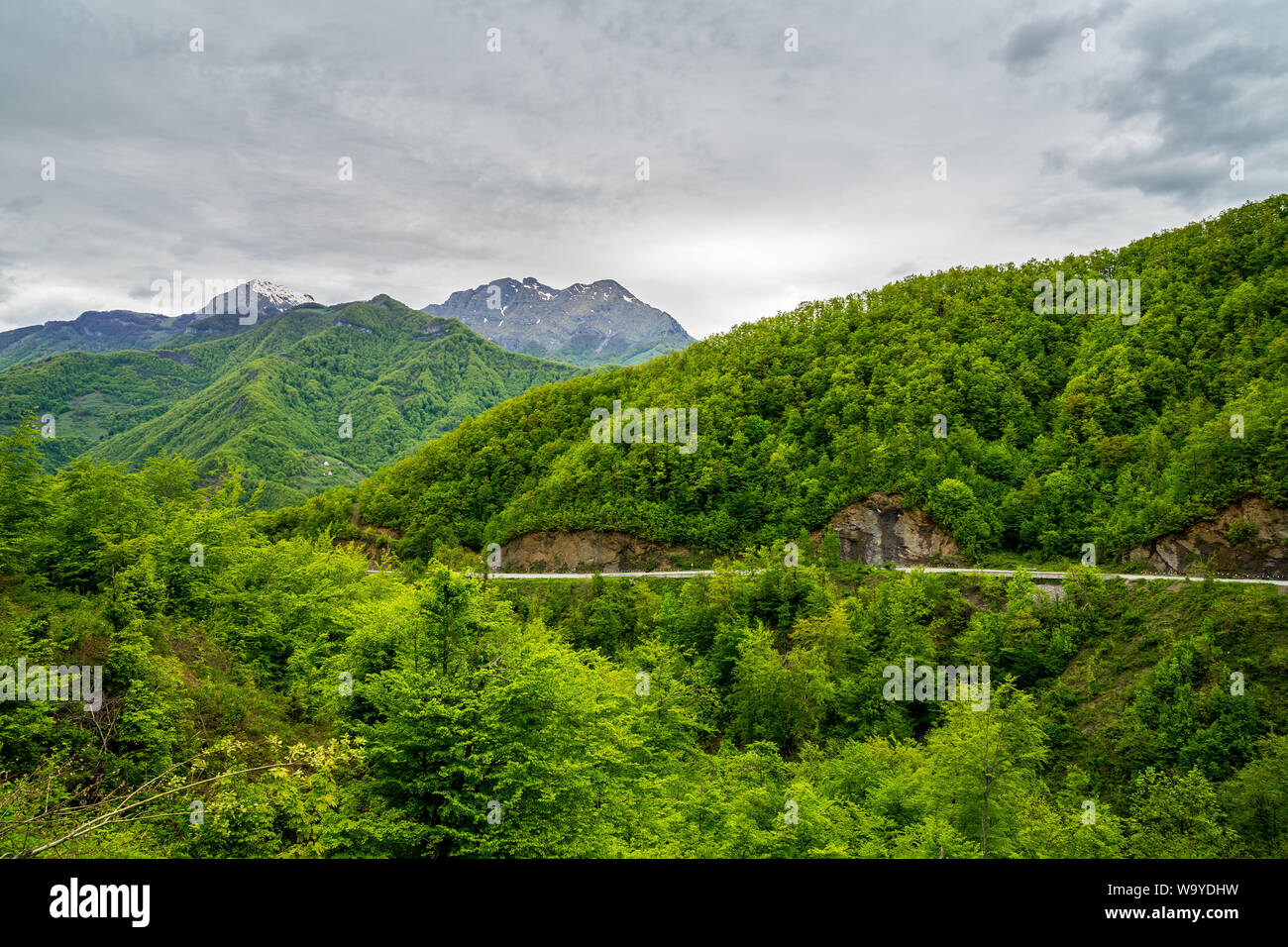Montenegro, Snow covered peaks of high mountains near kolasin from ...