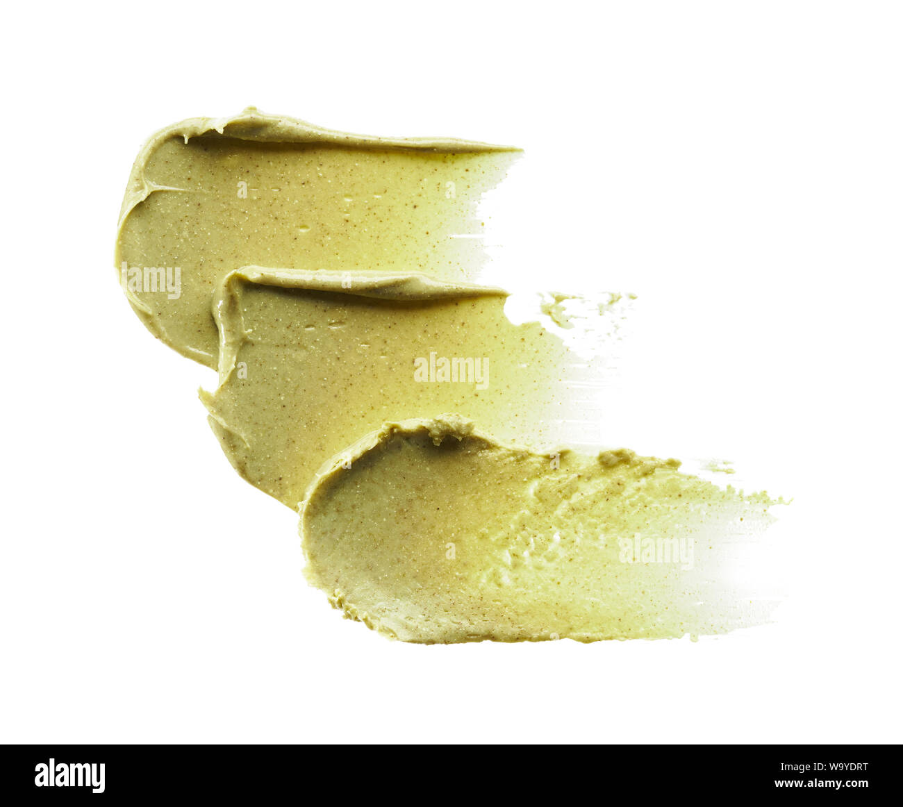 Texture and strokes of a light green organic mask for face or body ...