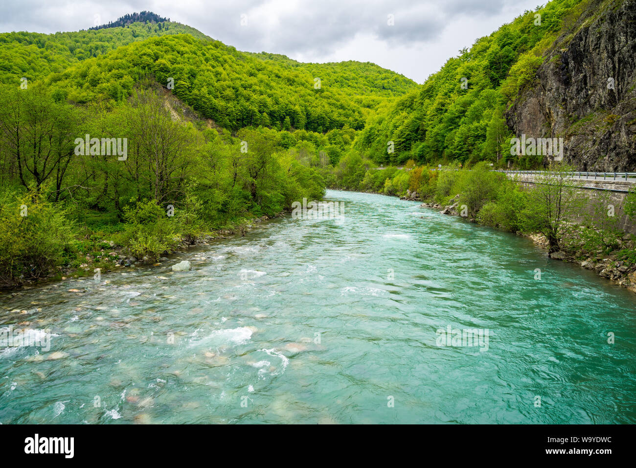 Montenegro, Azure waters of moraca river flowing parallel to the road ...