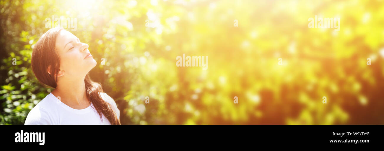 Side View Of Beautiful Young Woman Closing Her Eyes Stock Photo - Alamy