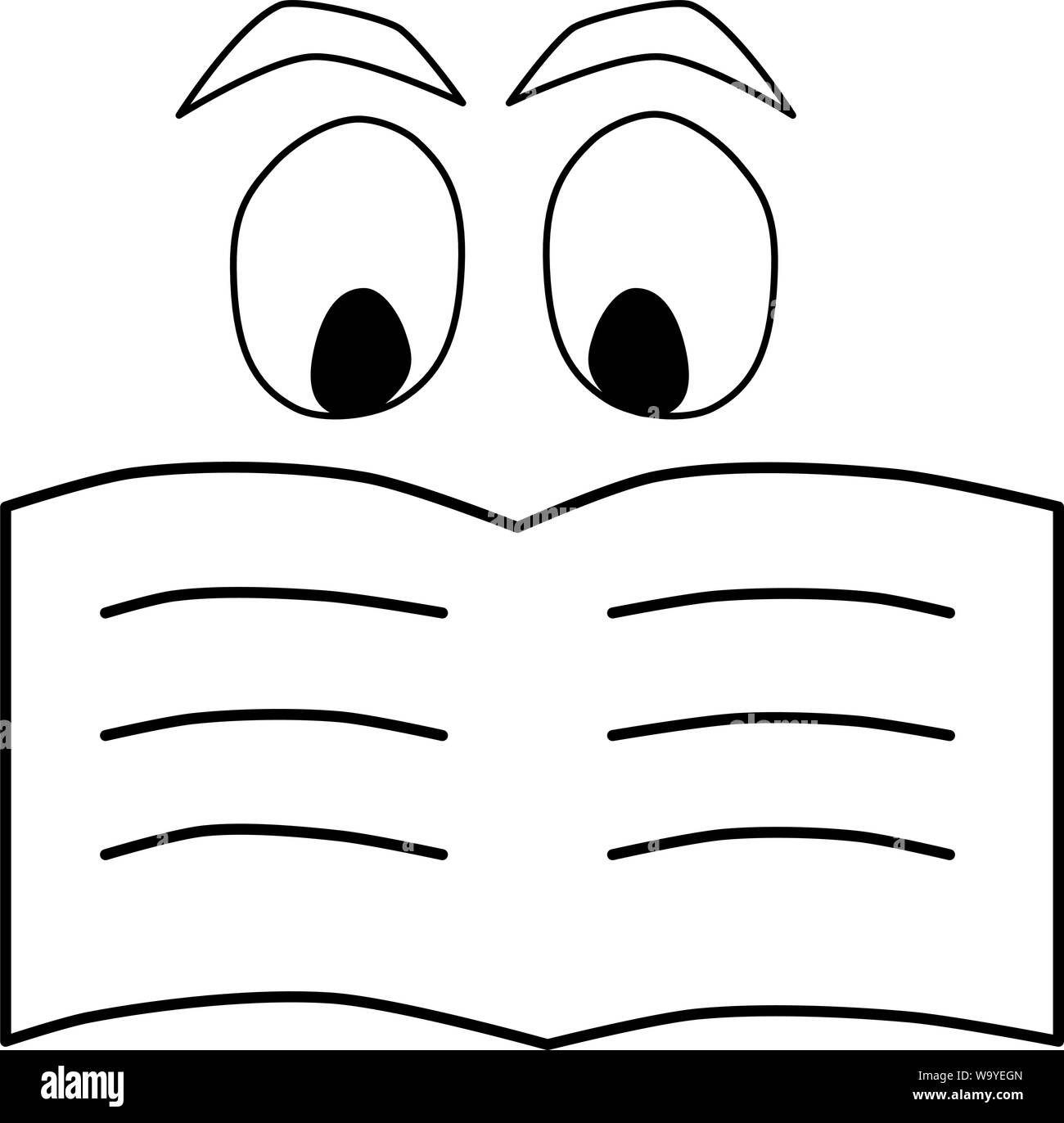 Eyes look into book. Flat icon. Element logo illustration. Outline ...