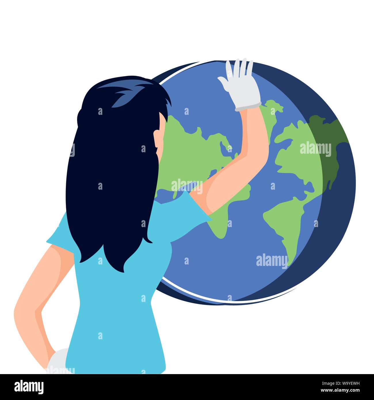 Planet sphere and woman avatar design, Continent earth world globe ...
