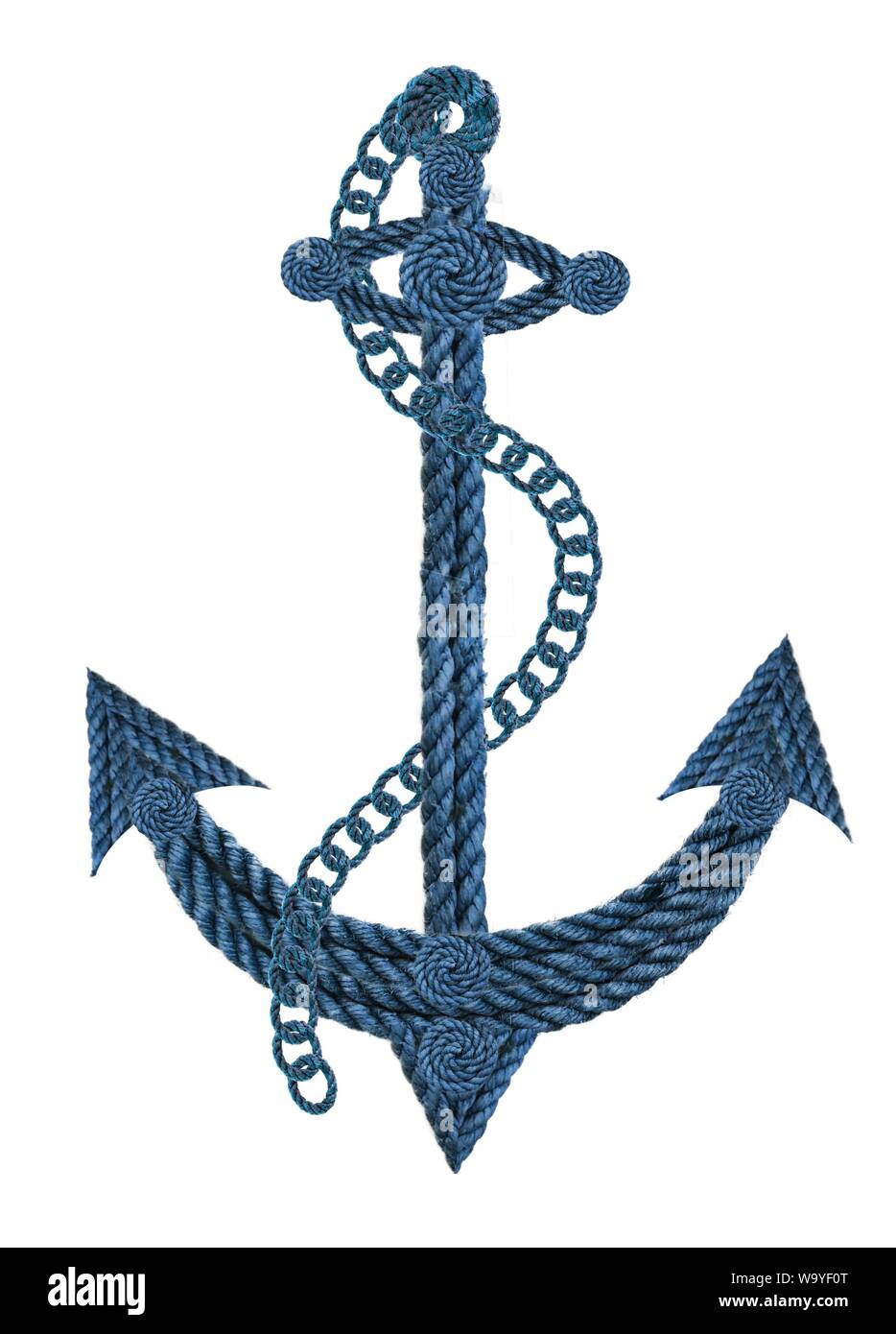 Compass anchor steering wheel globe wind rose made of ropes Stock Photo ...