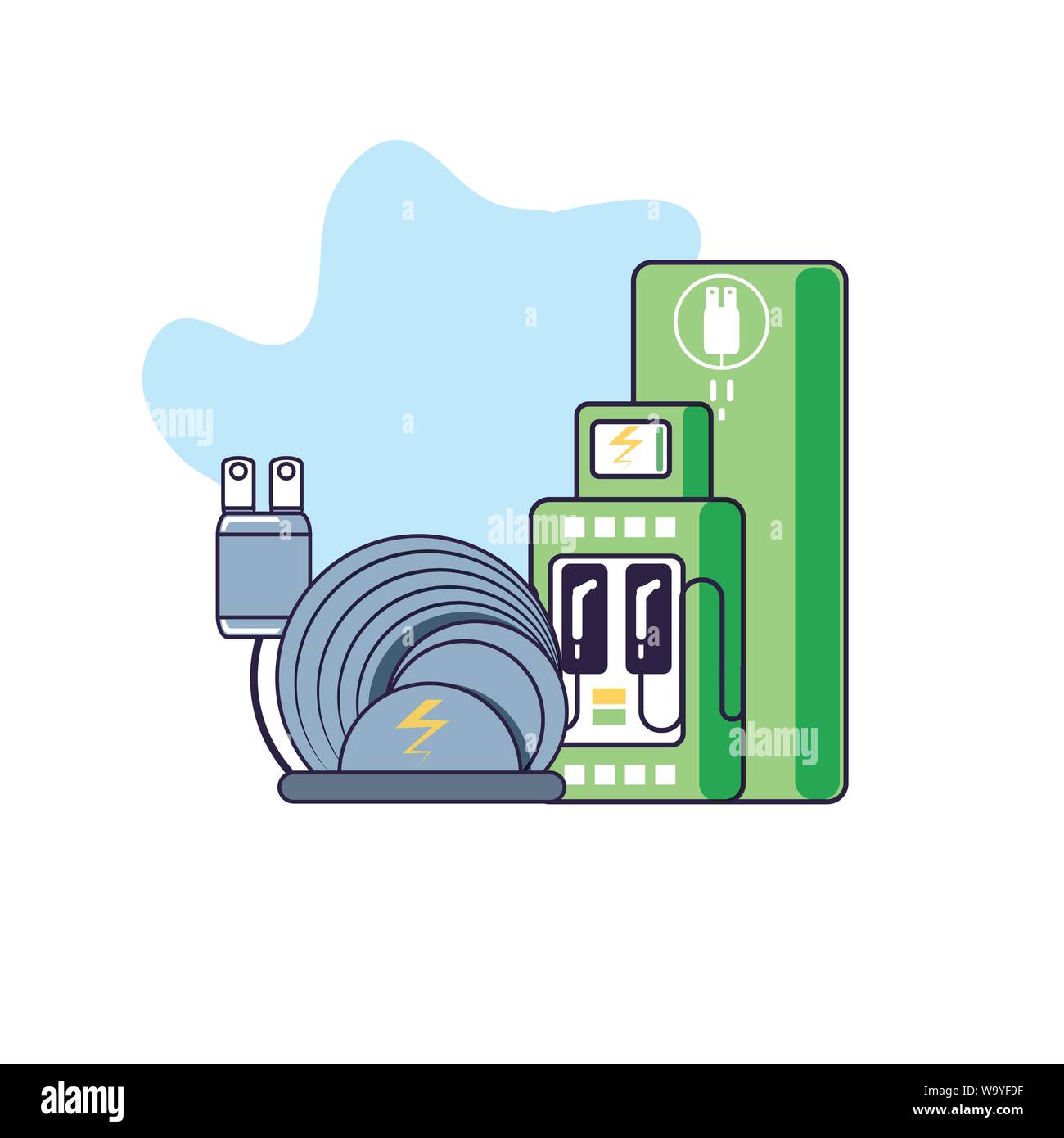 electric service station with energy plug vector illustration design ...