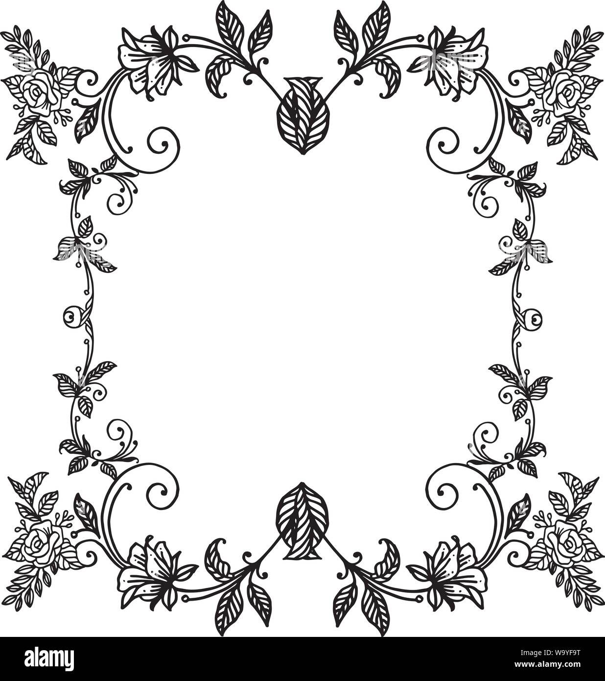 Beautiful vintage leaf flower frame, for design elegant of card. Vector ...