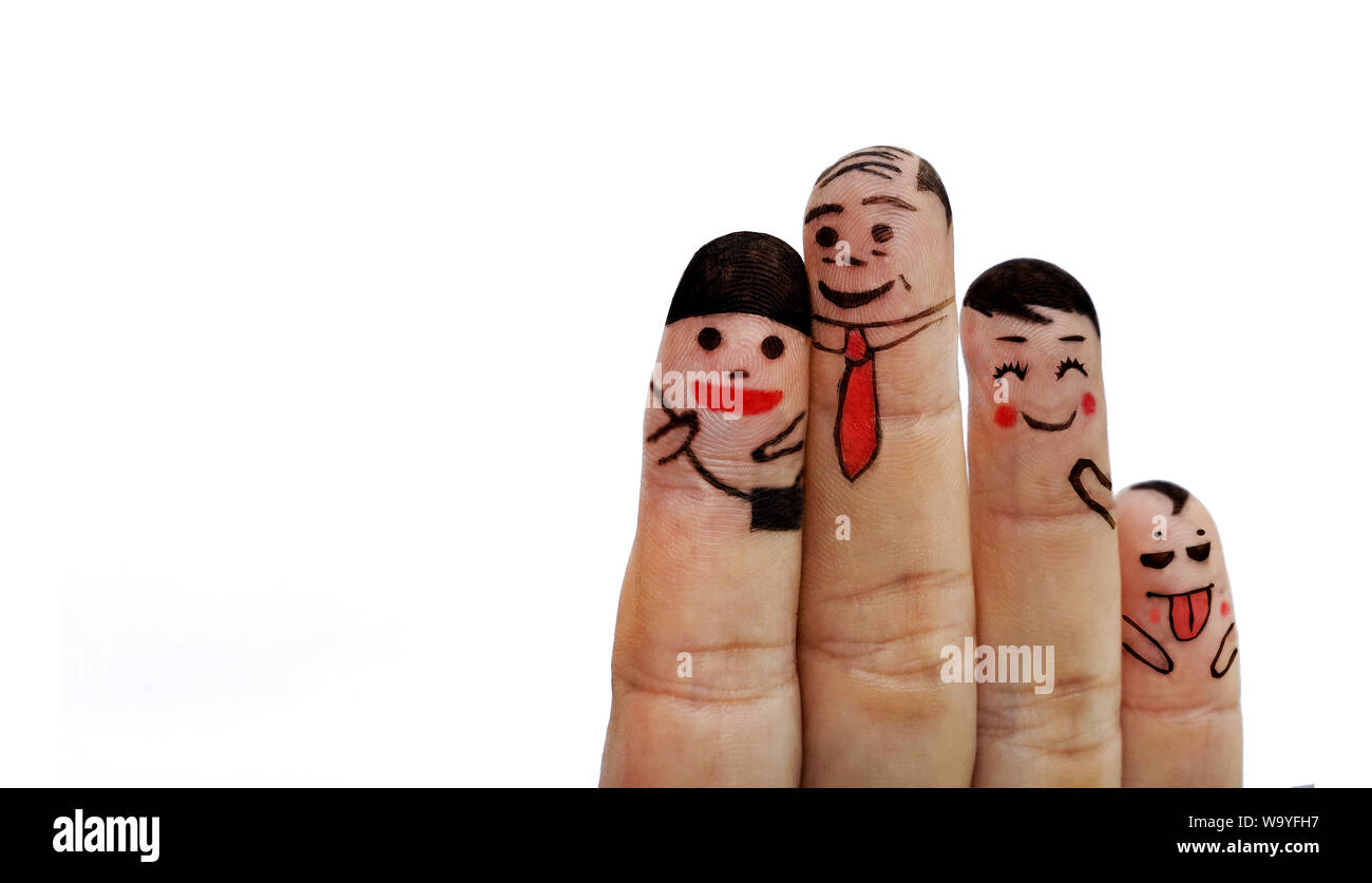 Happy family, finger painting, a family of four, illustration ...