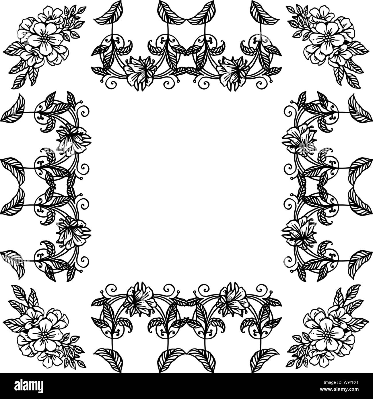 Design element flower frame isolated on white backdrop, for poster or ...