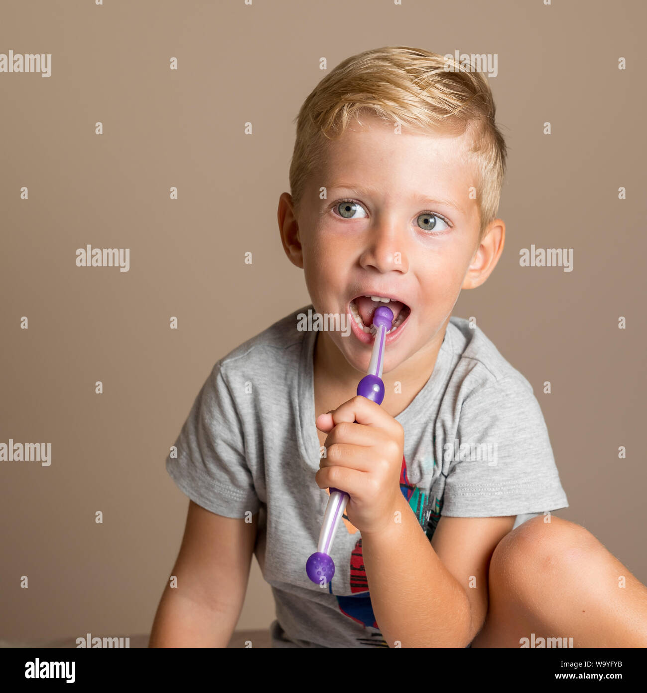 little baby boy with tooth brush,dental hygiene and health for children ...