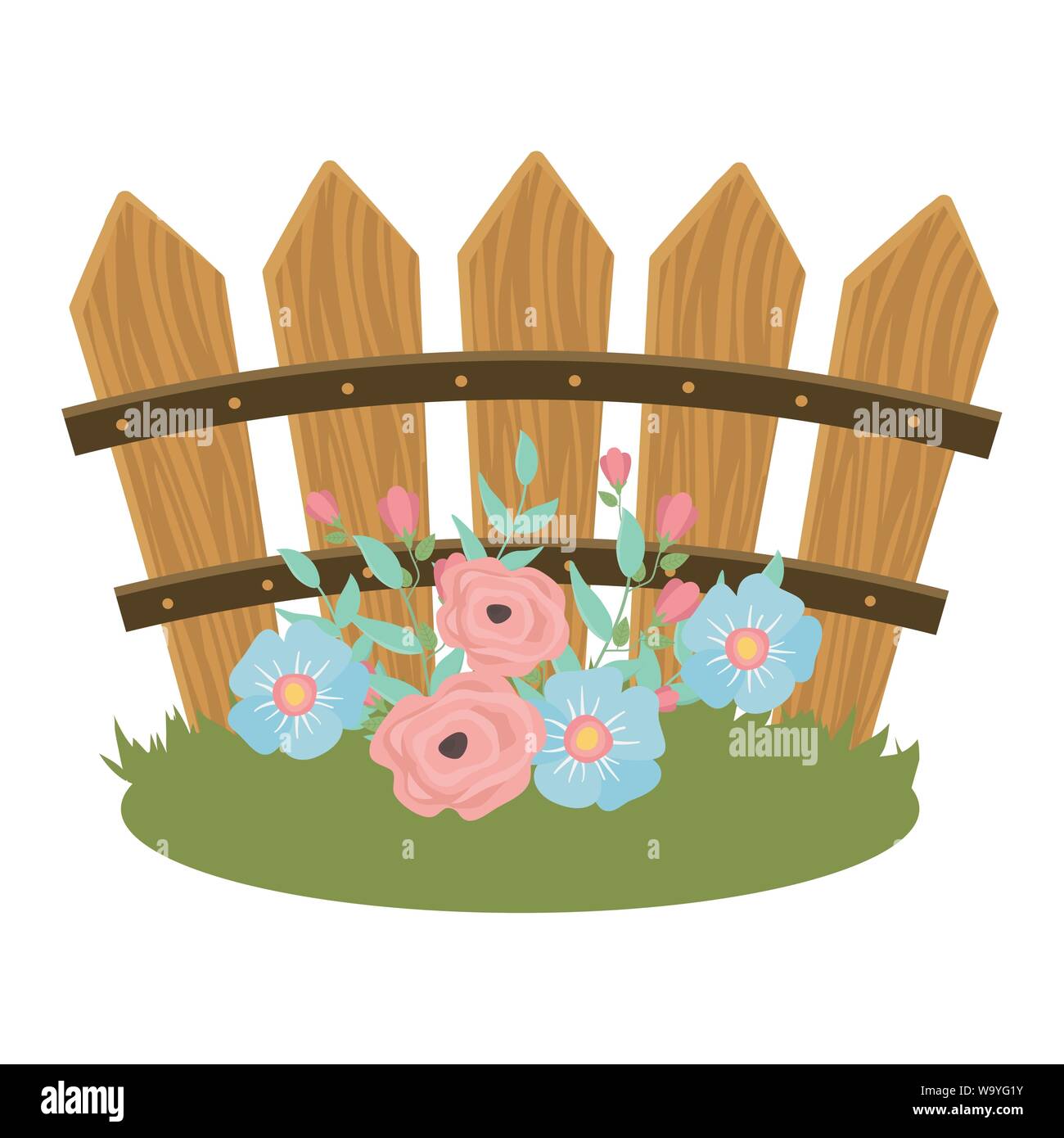 Flowers in front of fence design, floral nature plant ornament garden ...