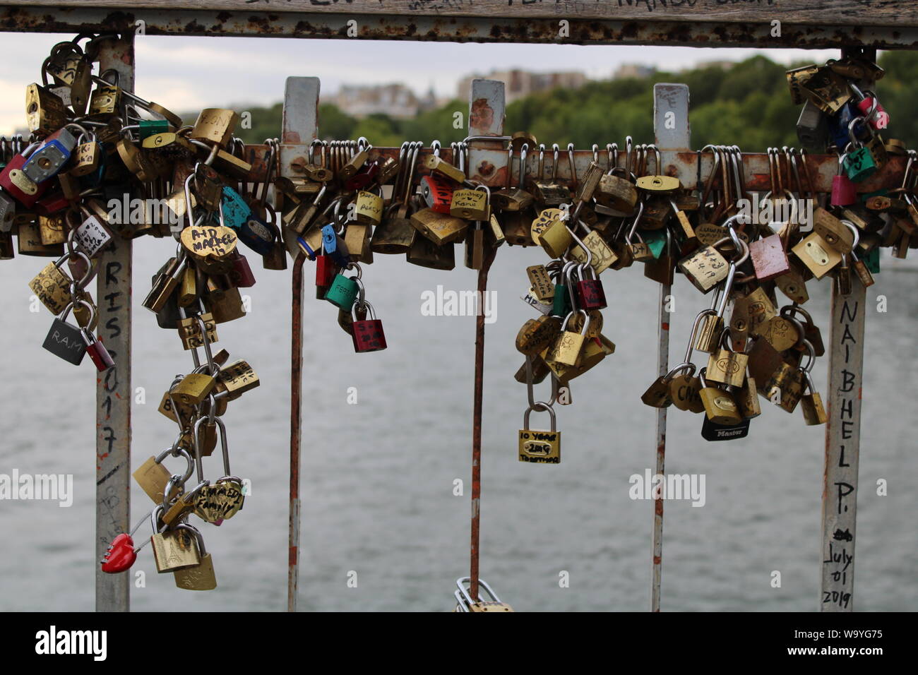 love locks padlocks on passerelle Debilly, Paris, France Stock Photo ...