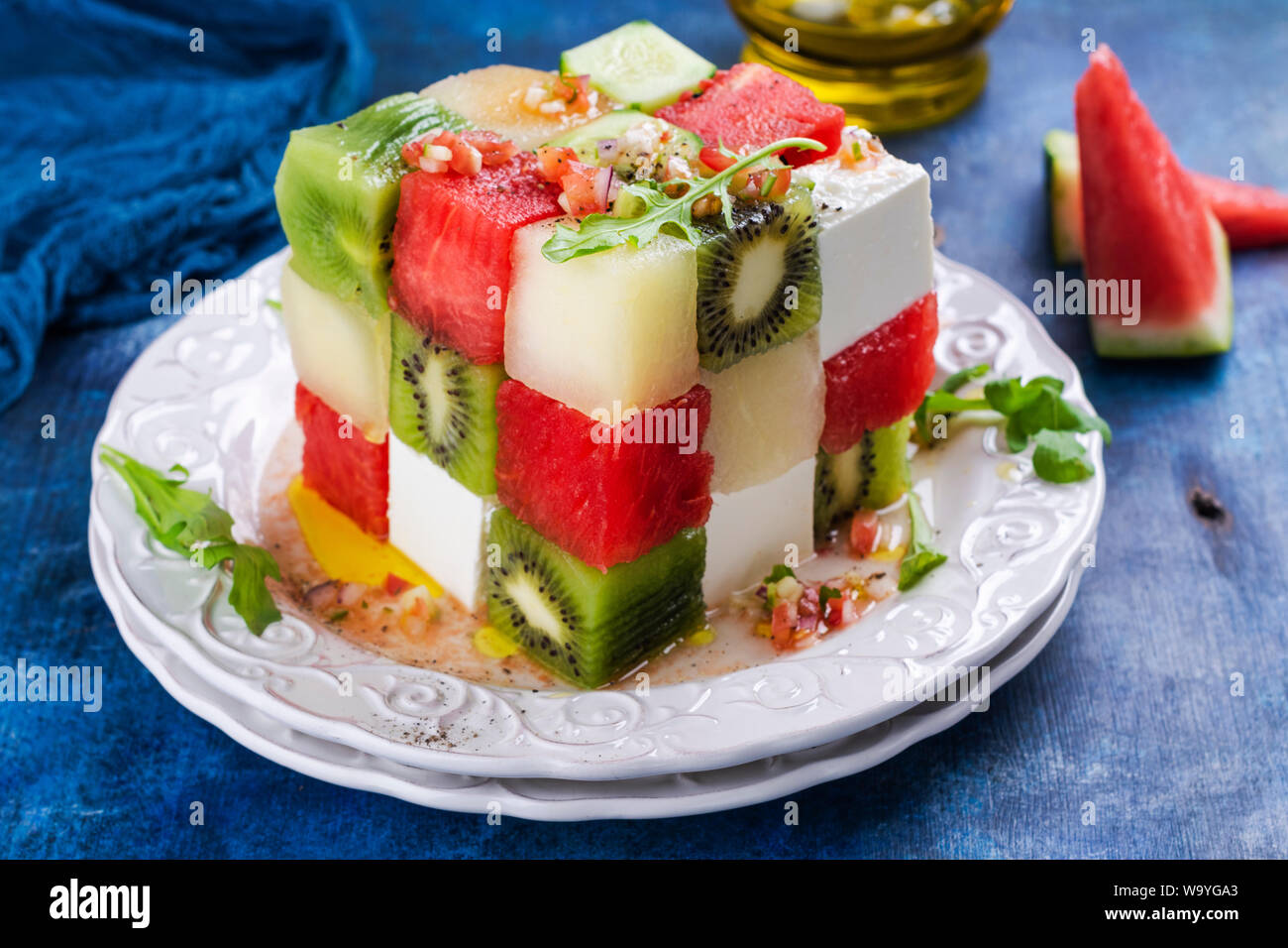 Cube fruit salad Stock Photo - Alamy