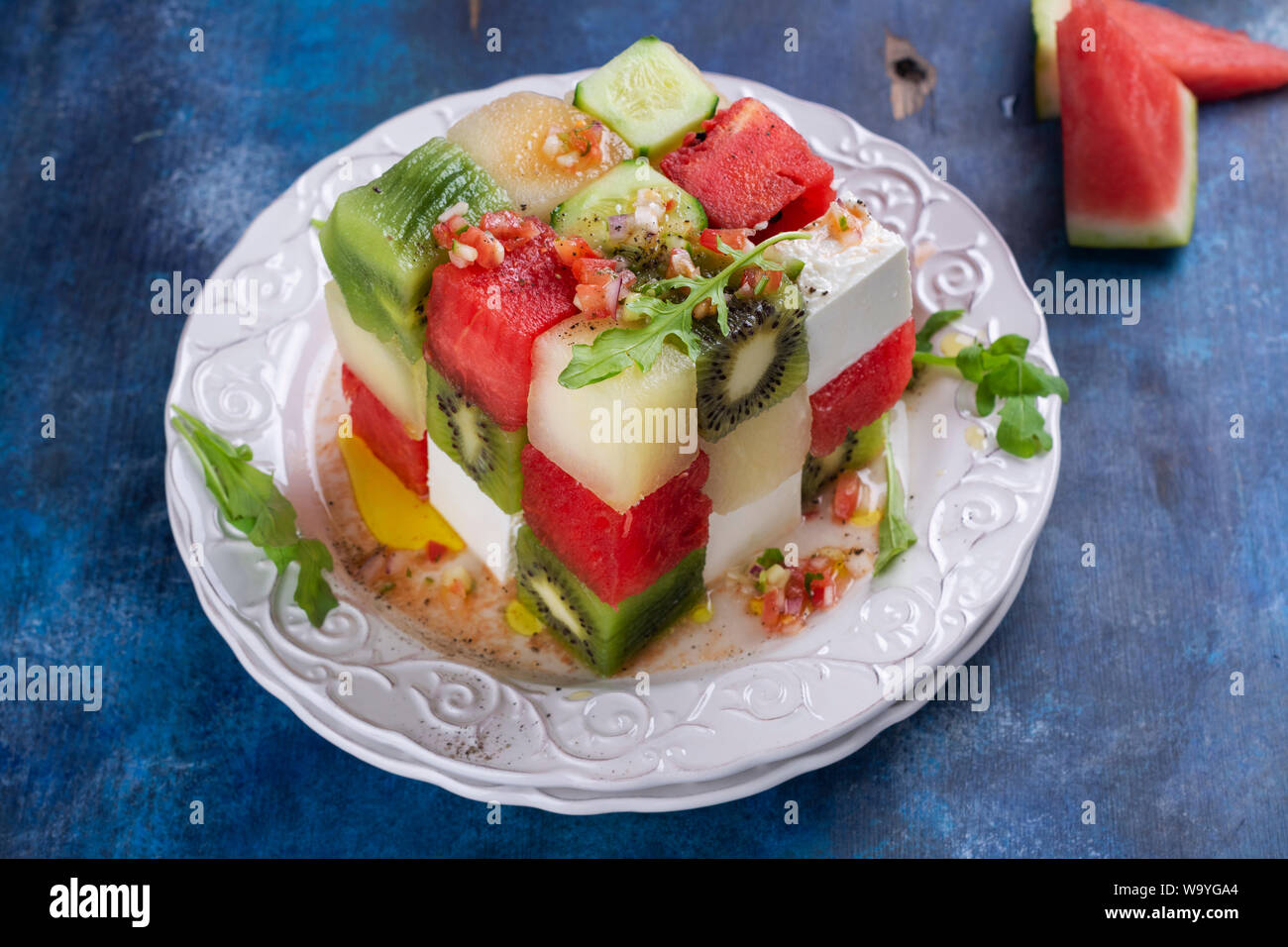 Cube fruit salad Stock Photo - Alamy