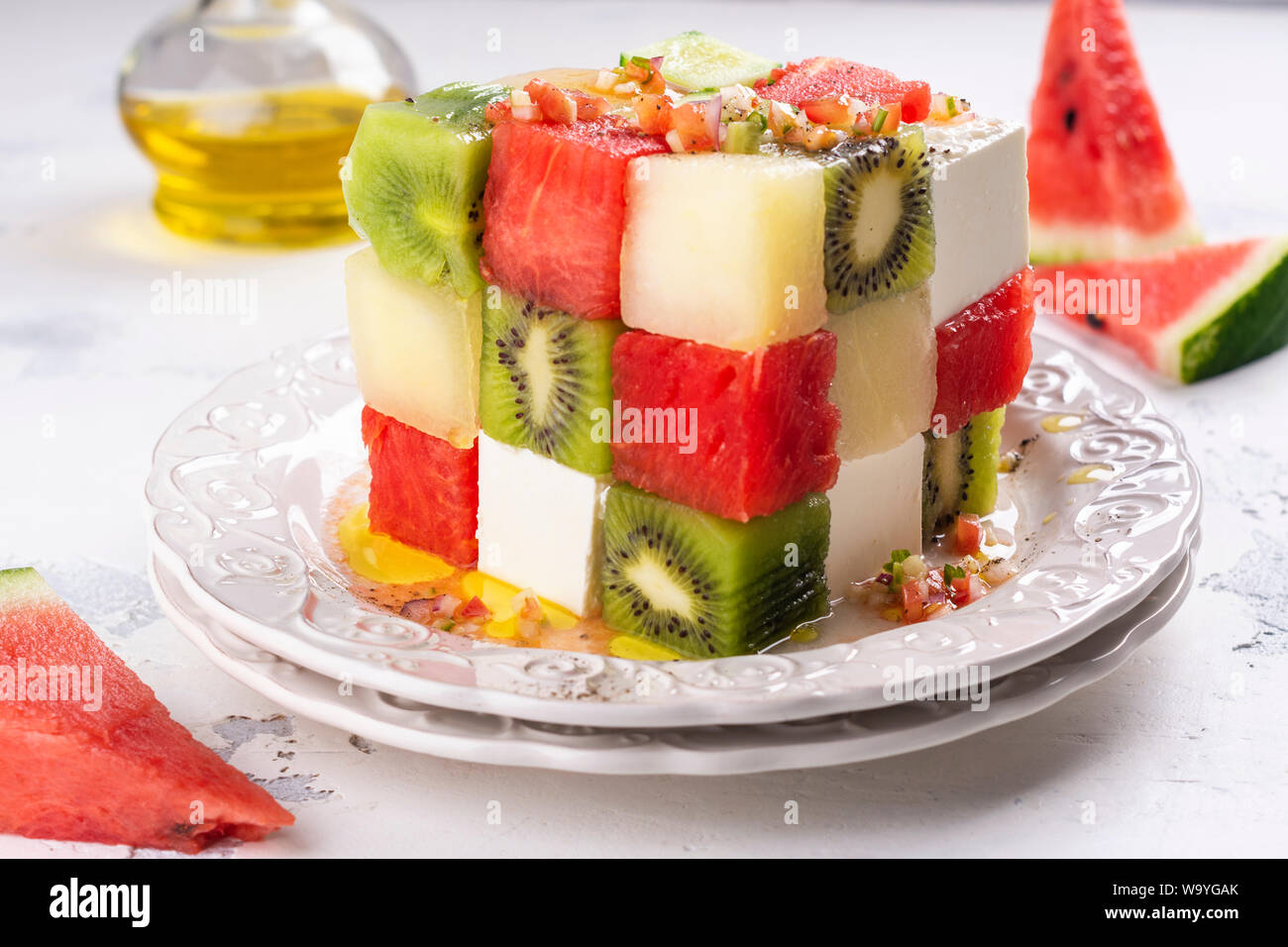 Cube fruit salad Stock Photo - Alamy