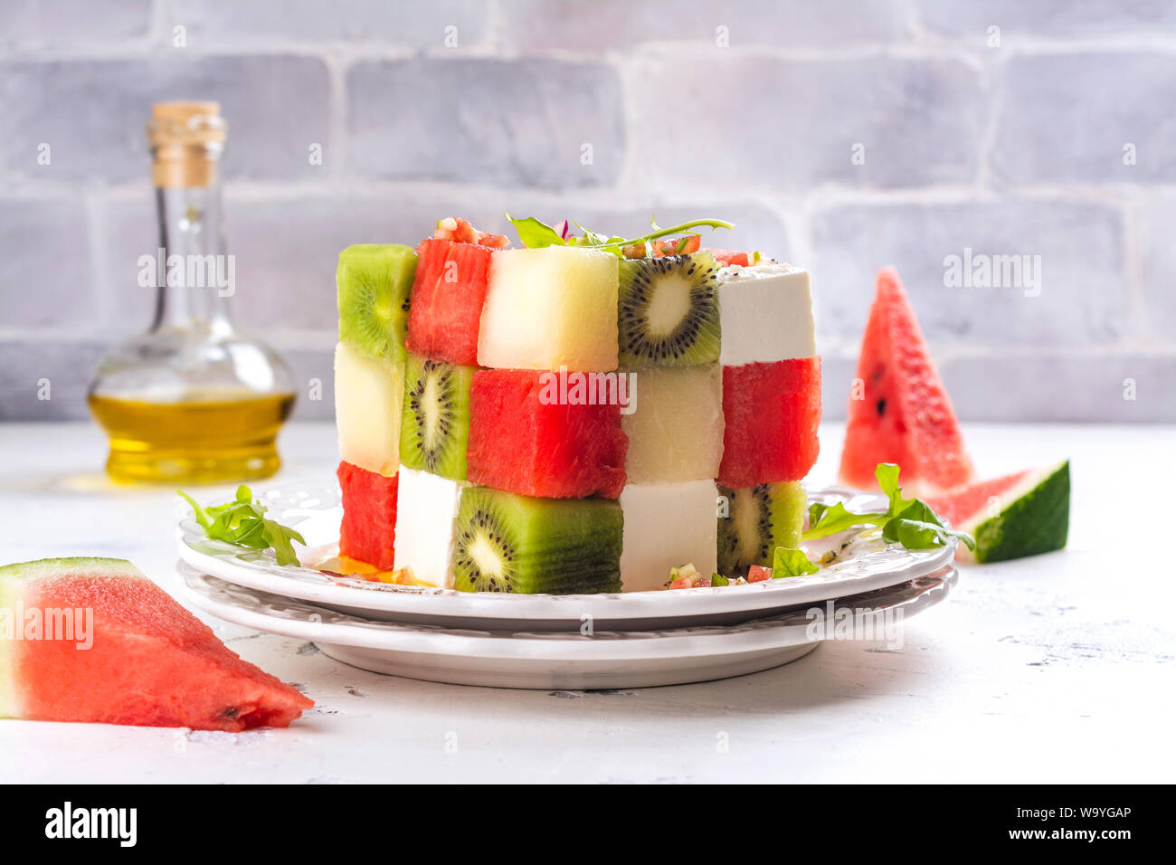 Cube fruit salad Stock Photo - Alamy