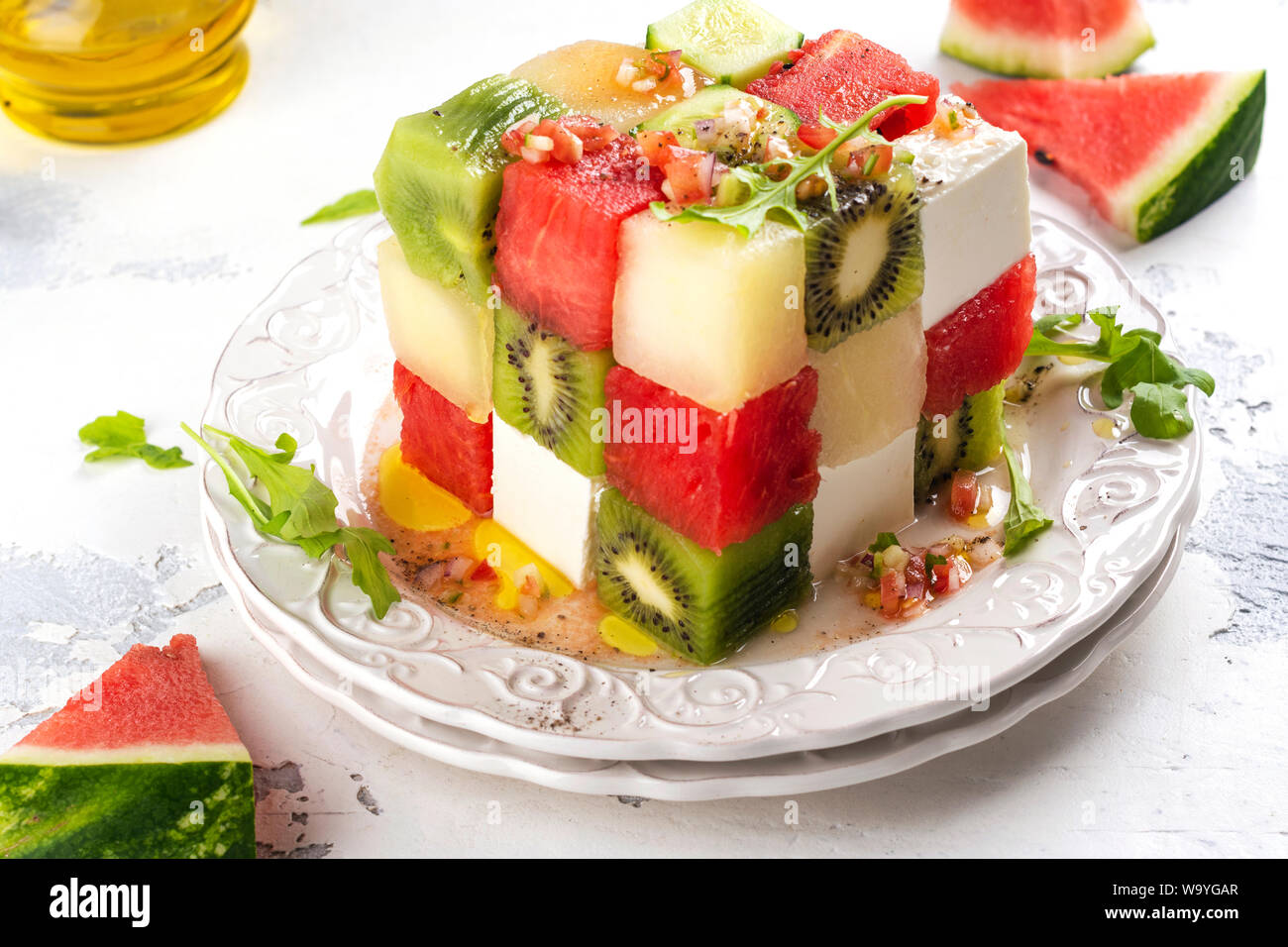 Cube fruit salad Stock Photo - Alamy