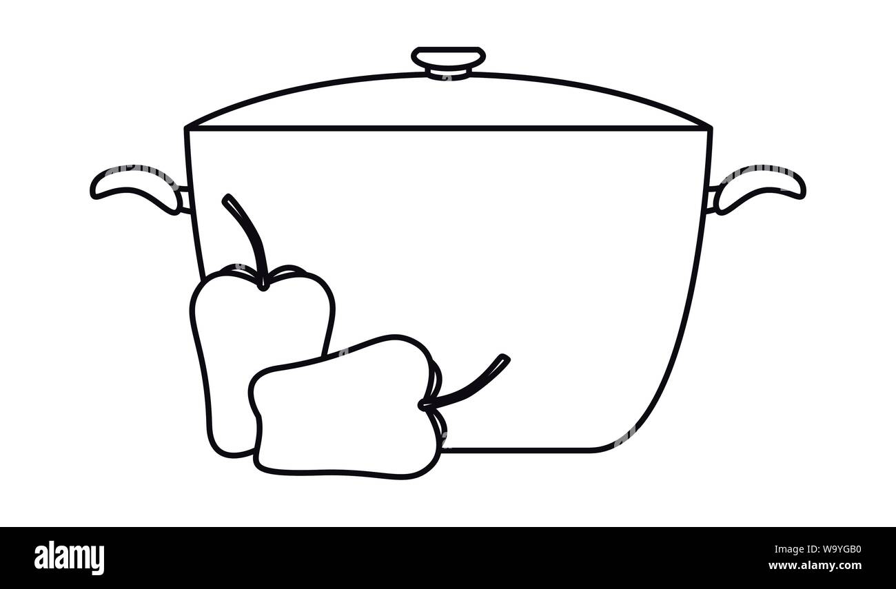 pot with bell pepper preparation cooking vector illustration Stock ...