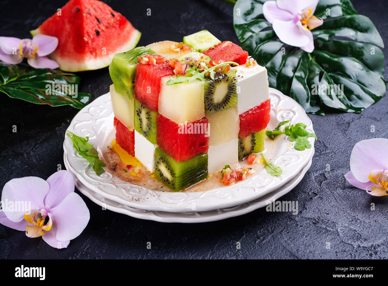 Cube fruit salad Stock Photo - Alamy