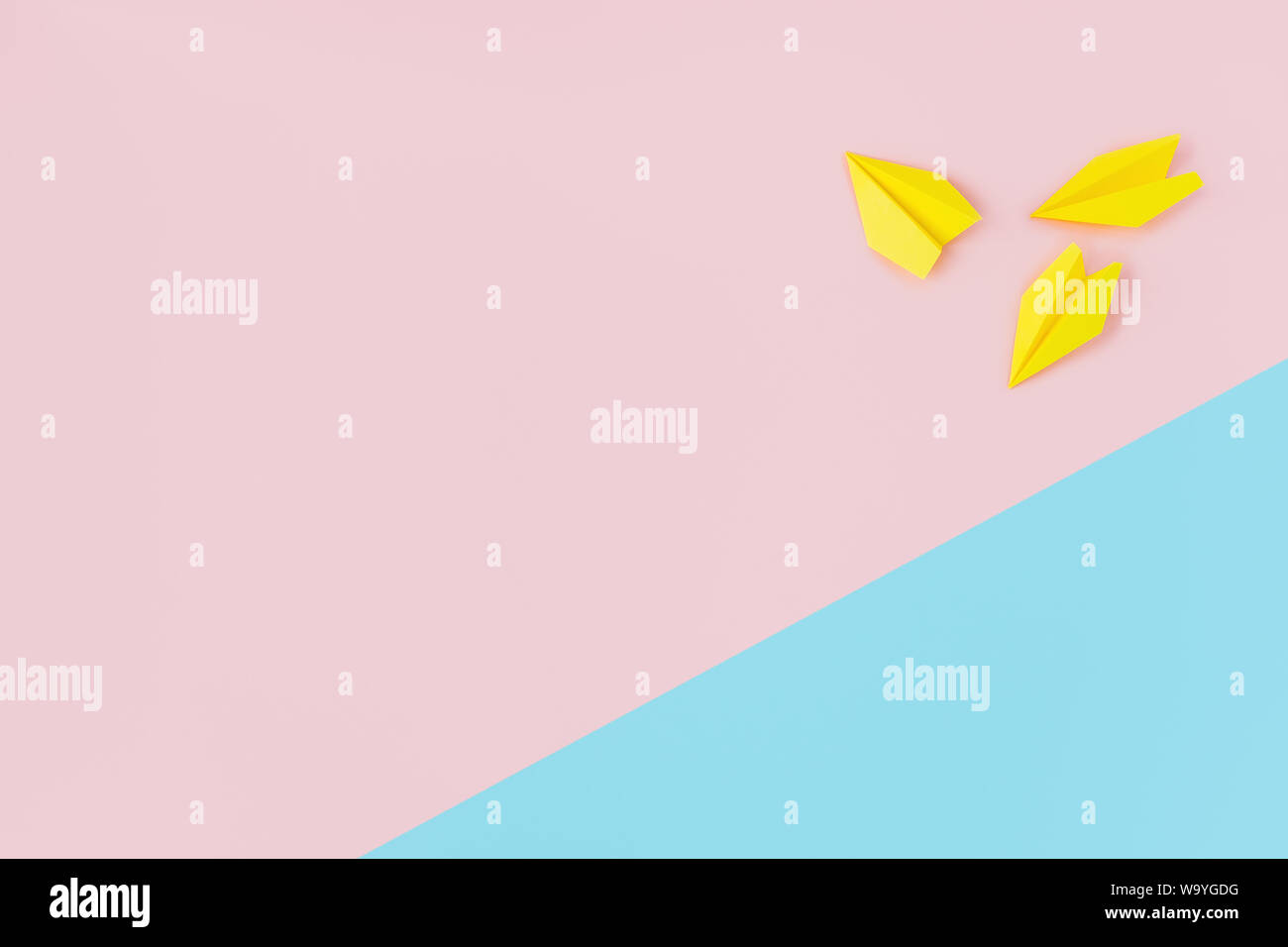 Paper planes on a colored backdrop. Background for creativity Stock ...