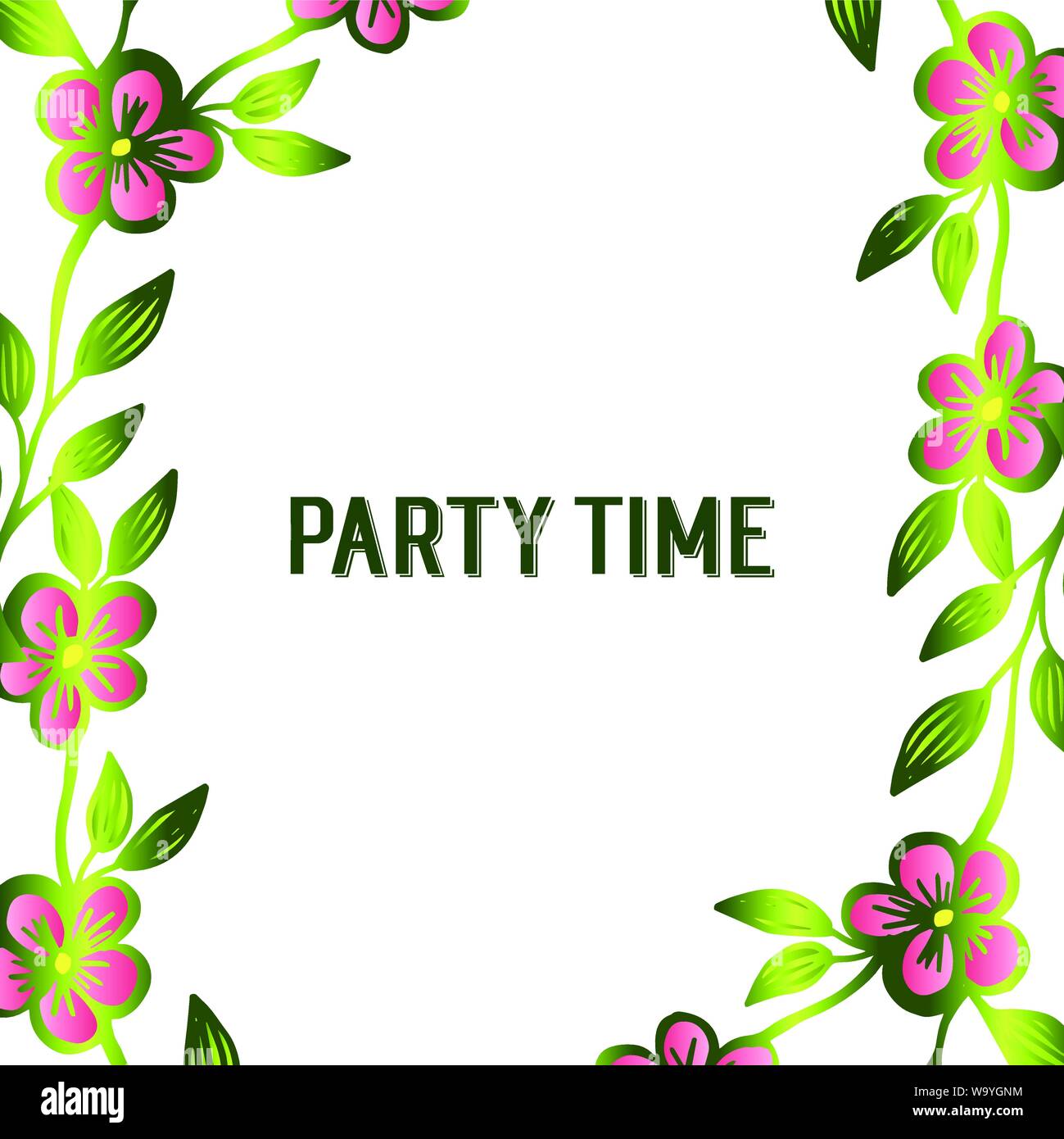 Poster of party time, element design of frame, for art of leaves and ...