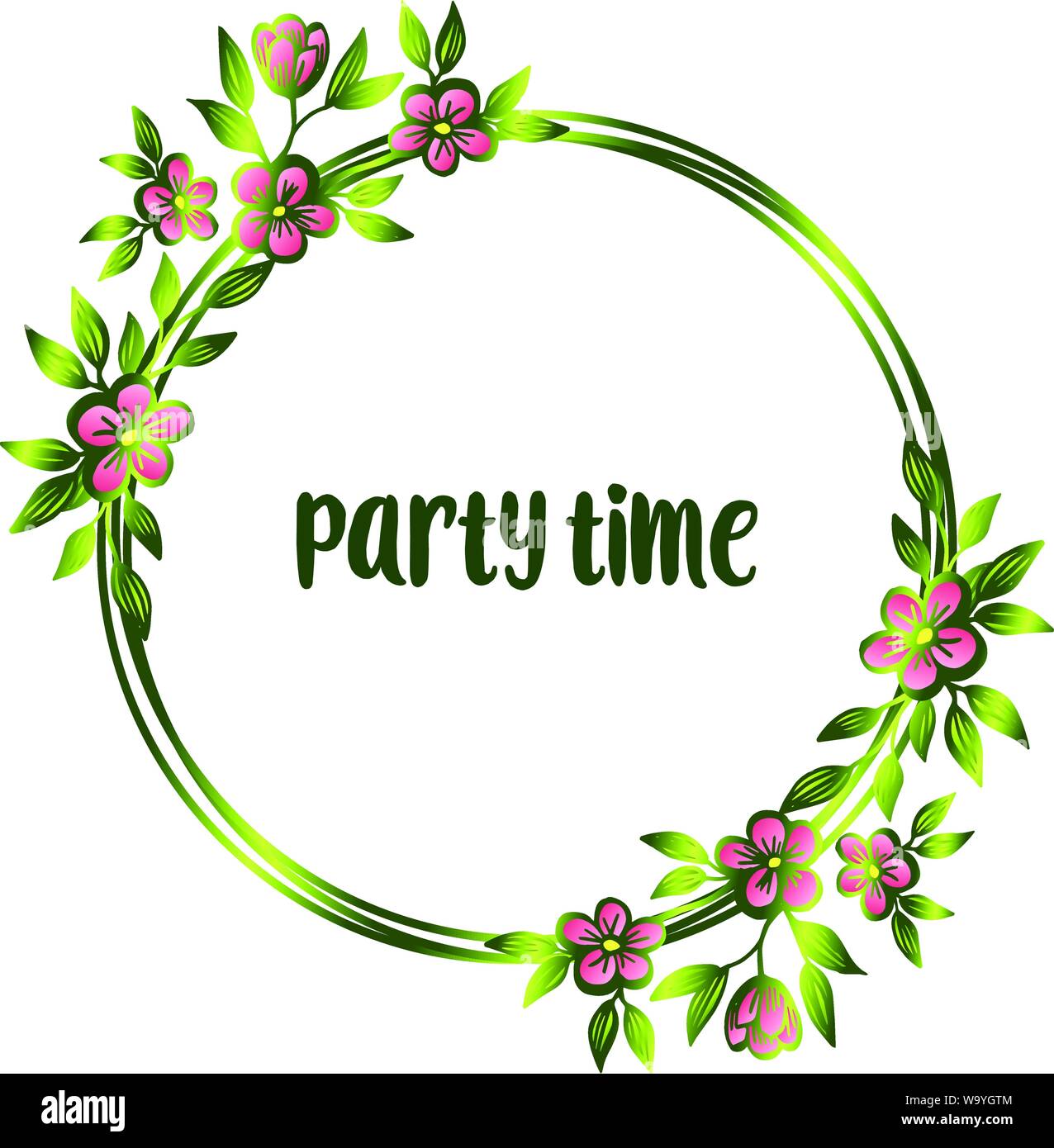 Poster of party time, element design of frame, for art of leaves and ...