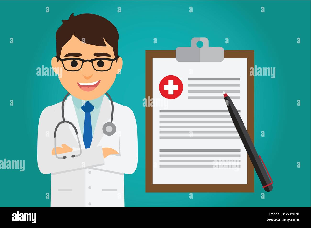 Doctor occupation character health care with notepad holder. Vector ...