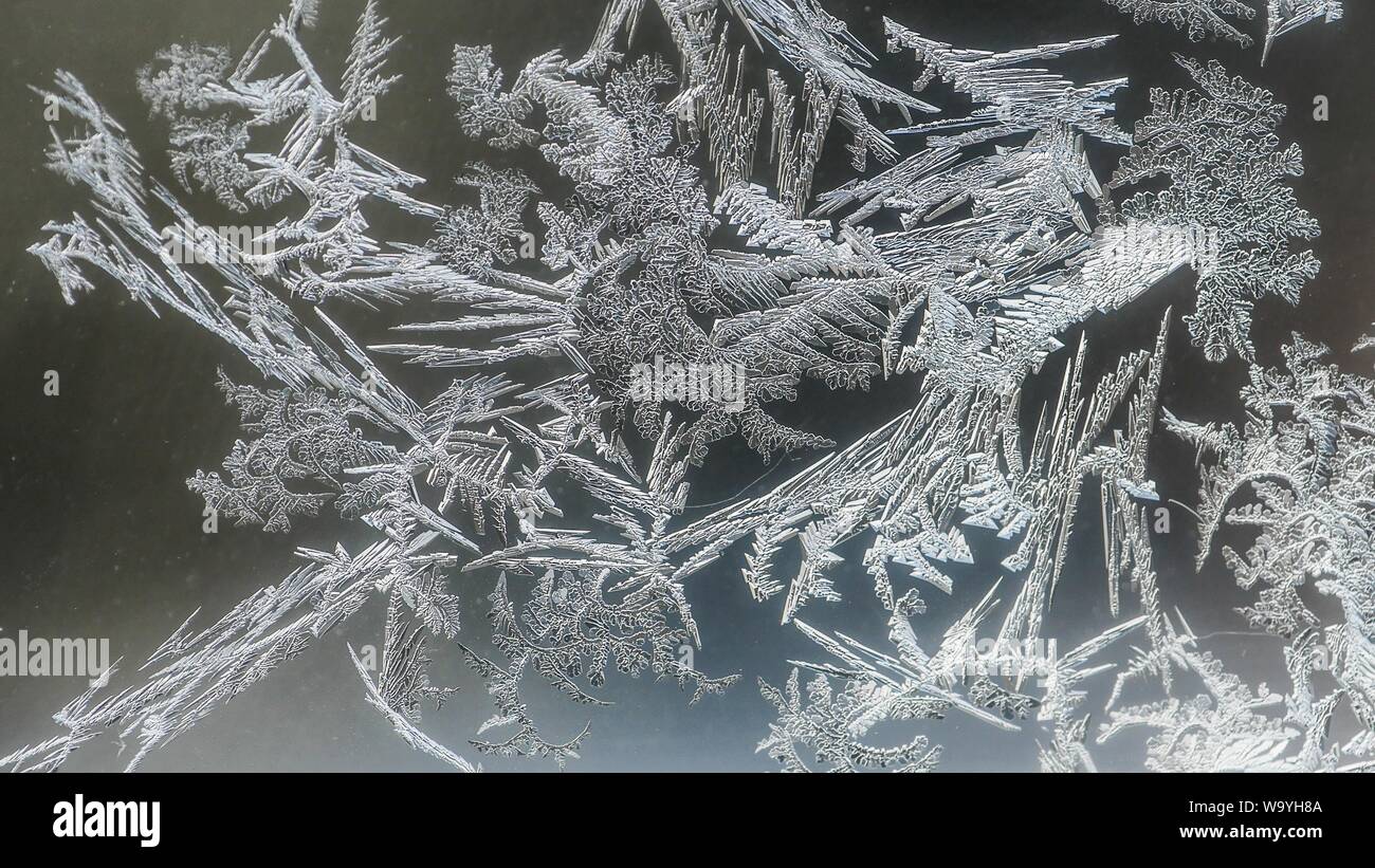 Closeup shot of beautiful frost patterns and textures on a glass Stock ...