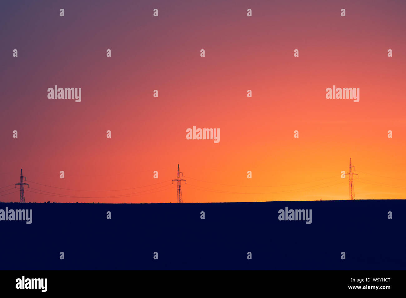 high voltage power transmission line ,High voltage tower sky sunset ...