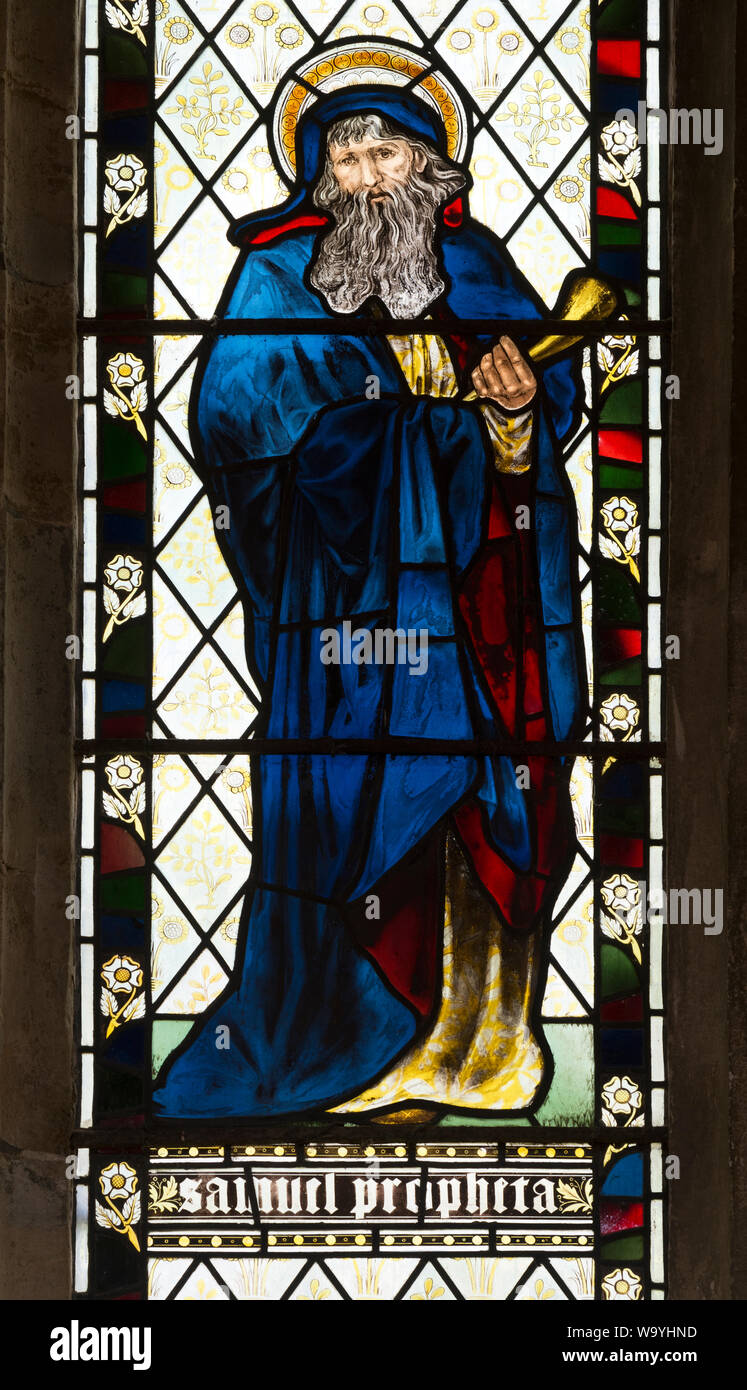 The prophet Samuel stained glass, All Saints Church, Middleton Cheney ...