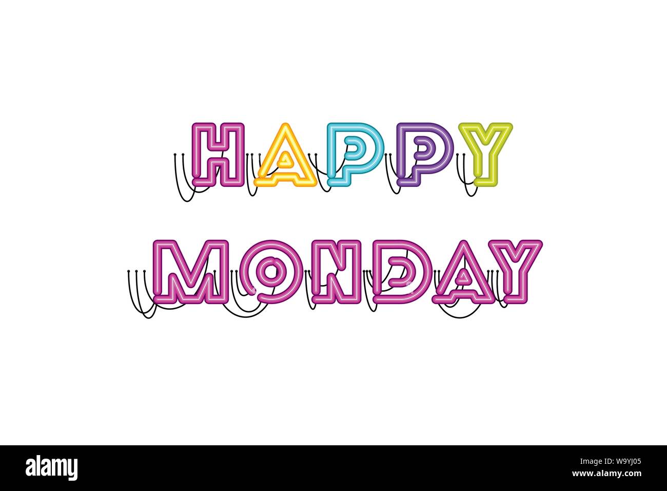 happy monday label in neon light icon Stock Vector Image & Art - Alamy