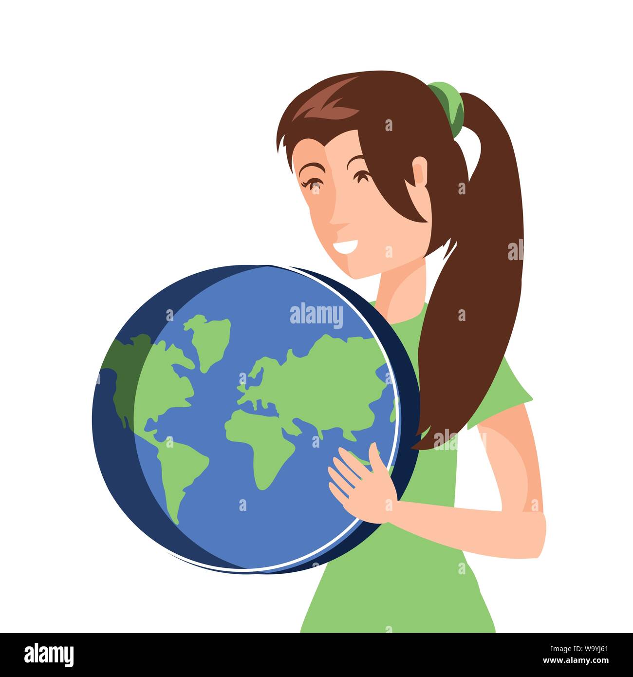 Planet sphere and woman avatar design, Continent earth world globe ...