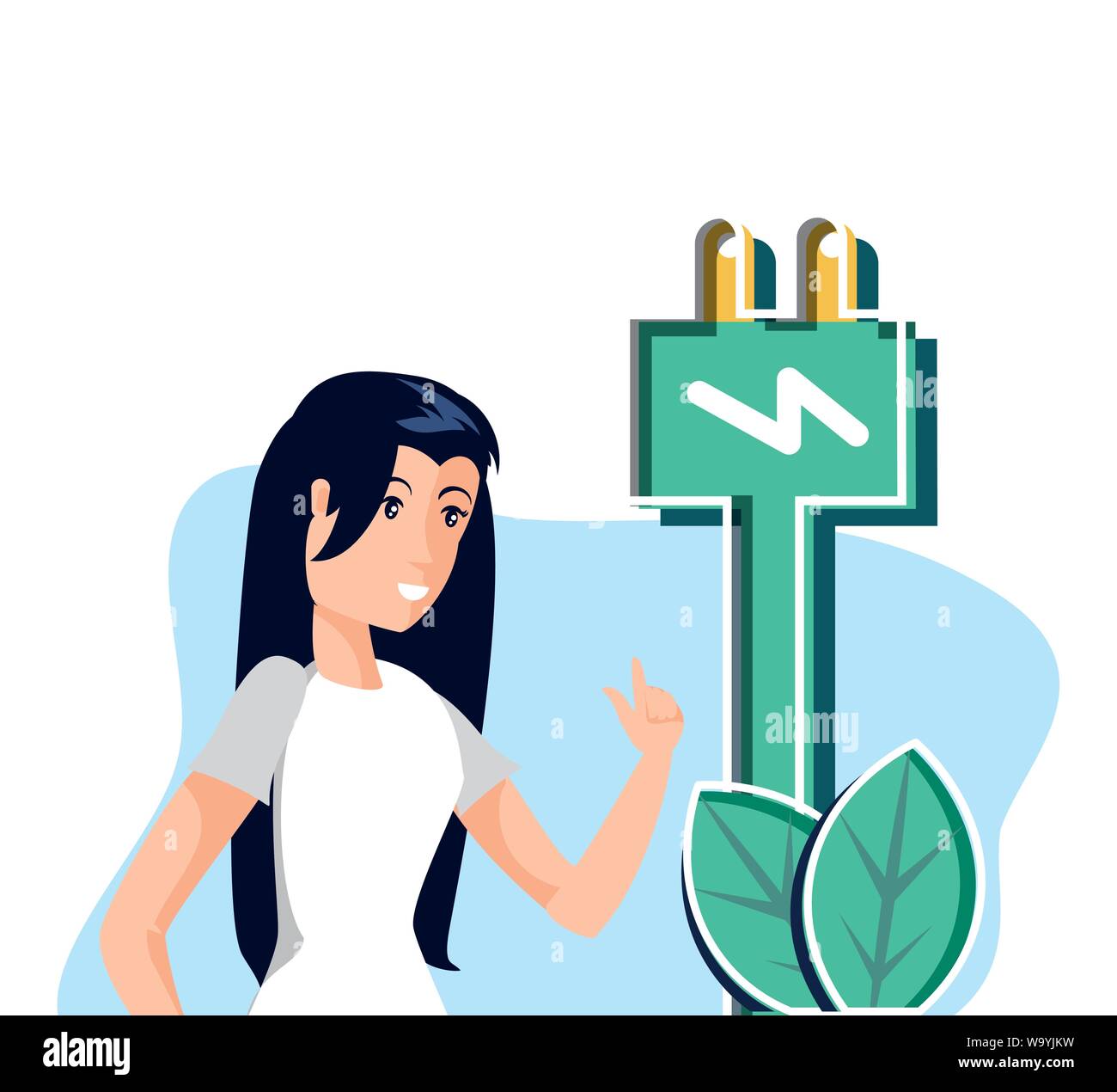 Avatar woman and plug design, Sustainability eco friendly green recycle ...