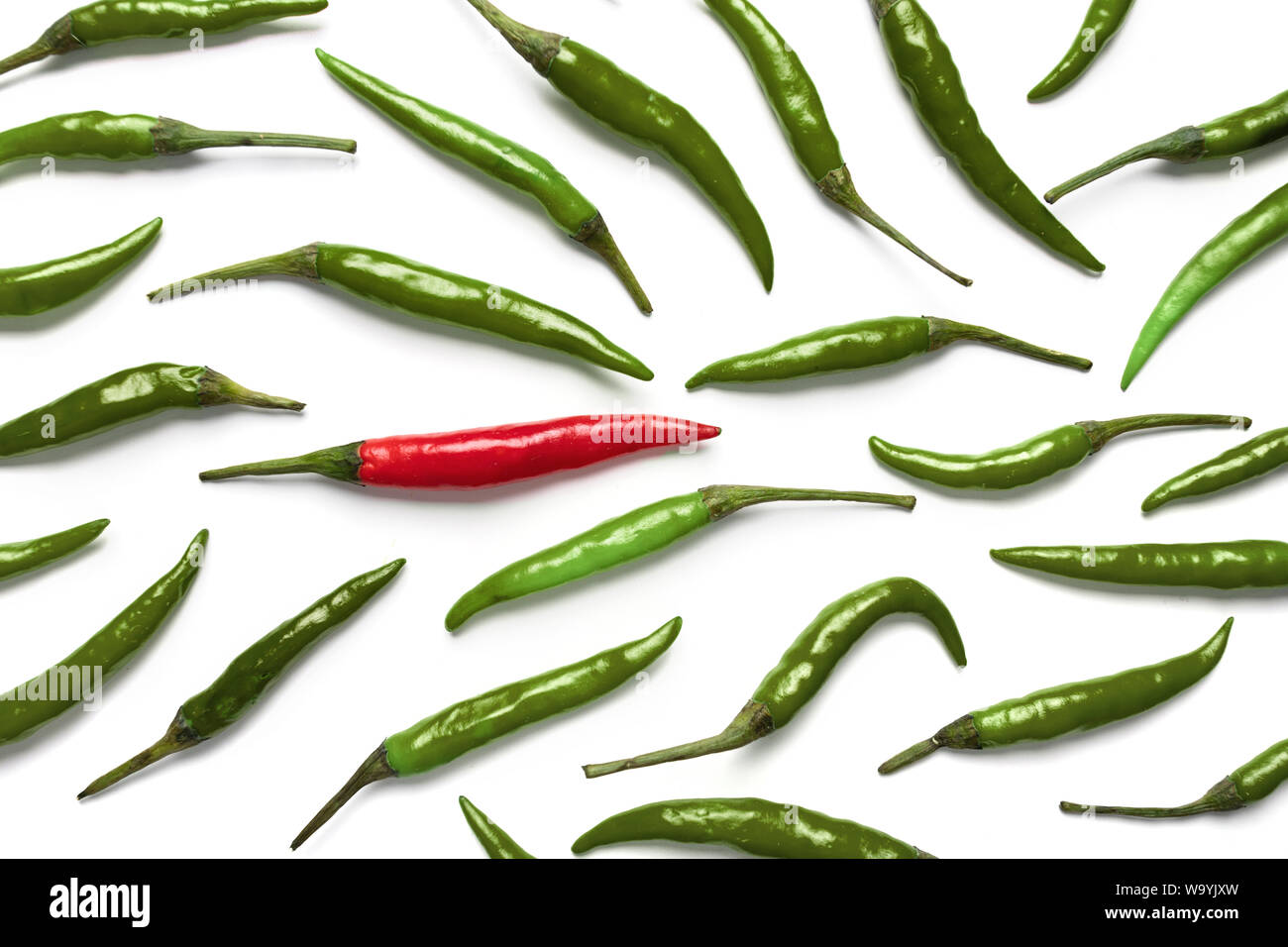 Red hot little chili peppers pattern isolated on white background. Top ...