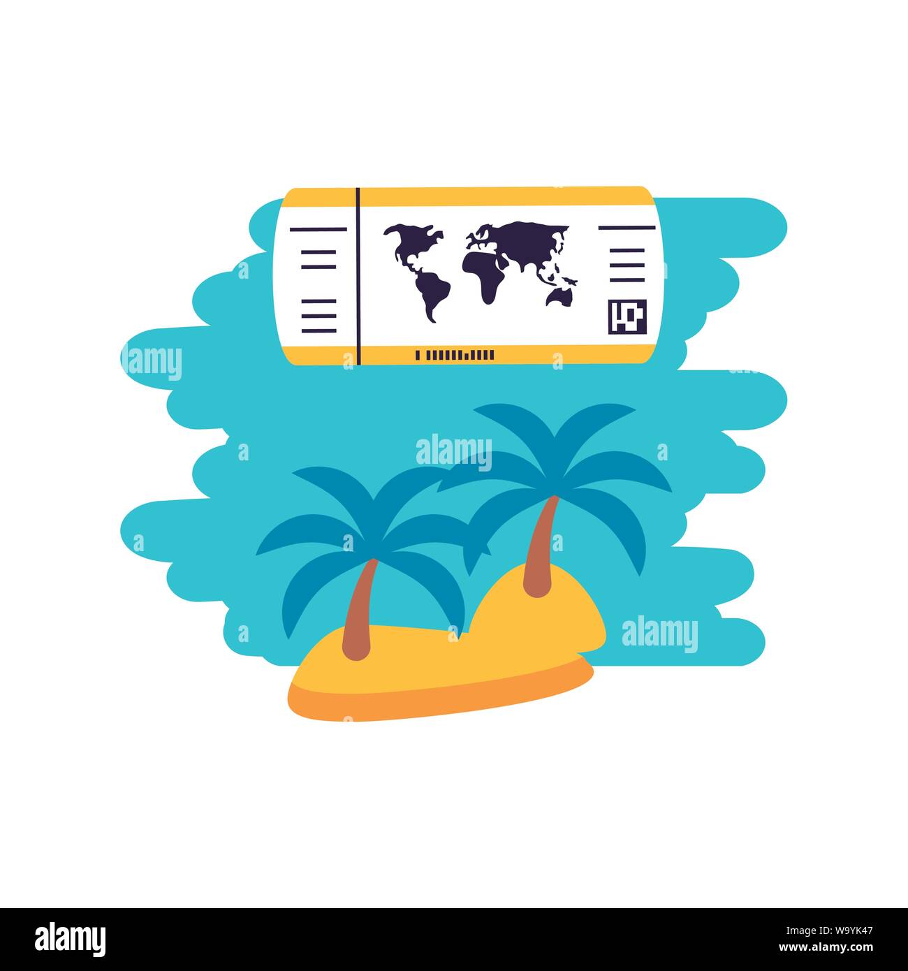 island beach with ticket travel vector illustration design Stock Vector ...