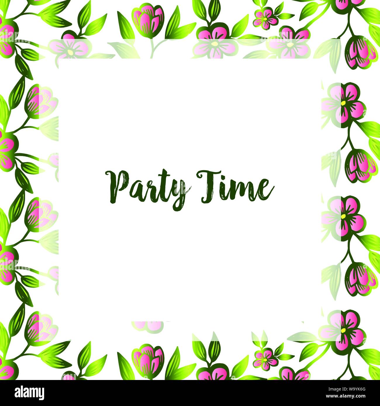 Vintage style of green leafy flower frame, for decoration of greeting ...