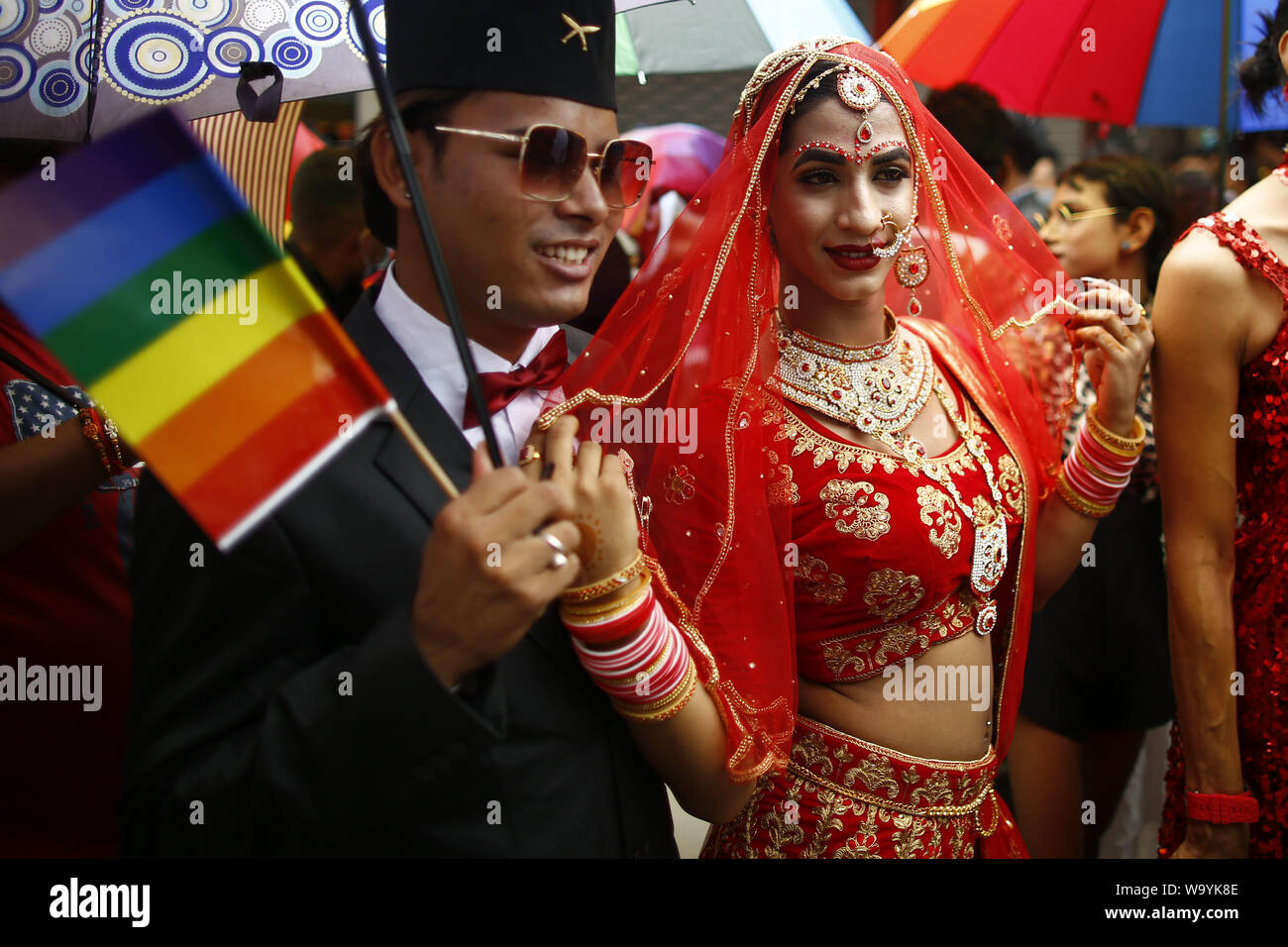 Kathmandu, Nepal. 16th Aug, 2019. Revelers take part in the pride ...