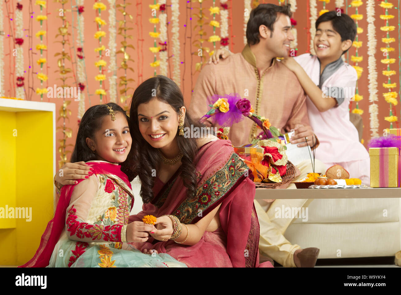 Diwali celebration family hi-res stock photography and images - Alamy